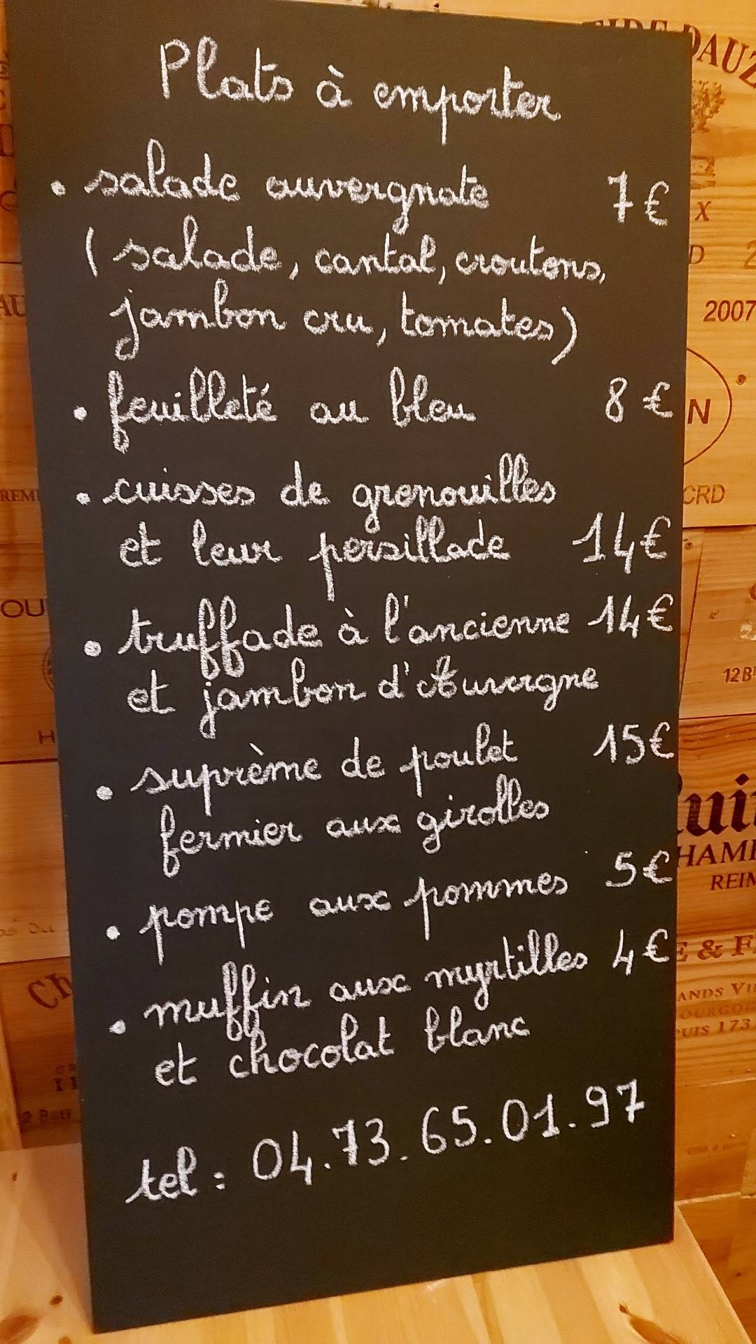 Menu au L'Estavou restaurant, Le Mont-Dore