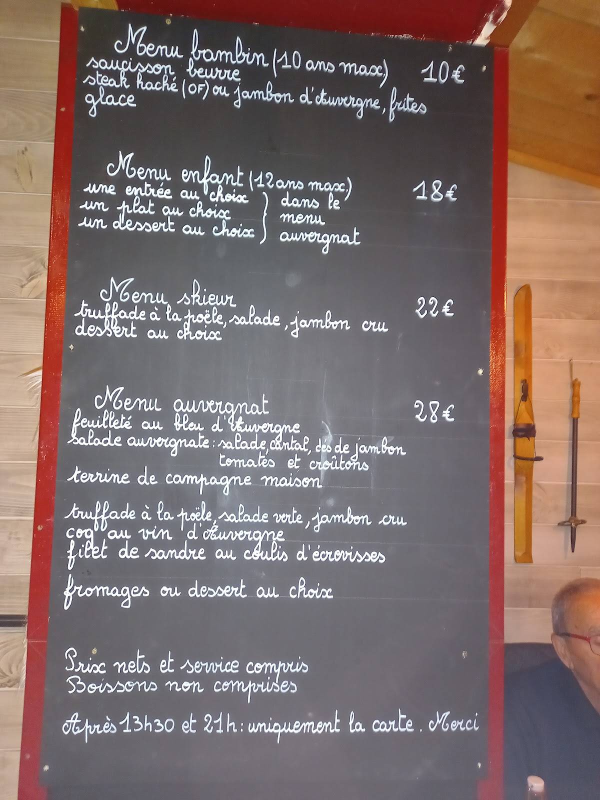 Menu au L'Estavou restaurant, Le Mont-Dore