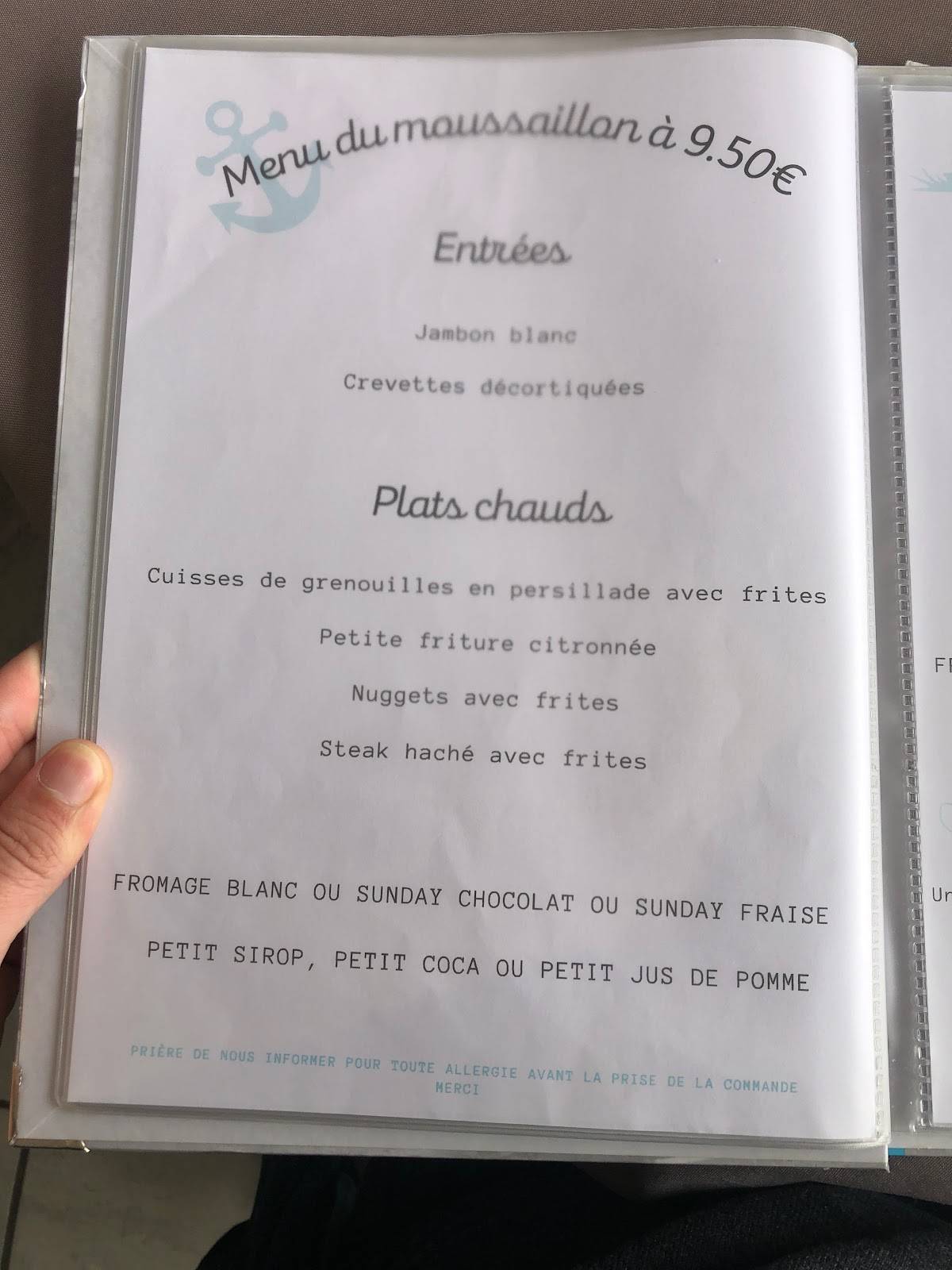 Menu au L'Helvetia restaurant, Serrières