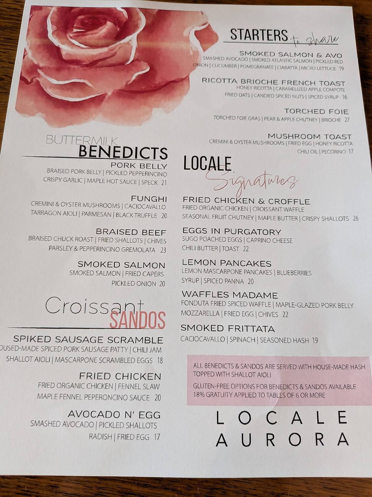 Menu at LOCALE AURORA Restaurant & Bar, Aurora