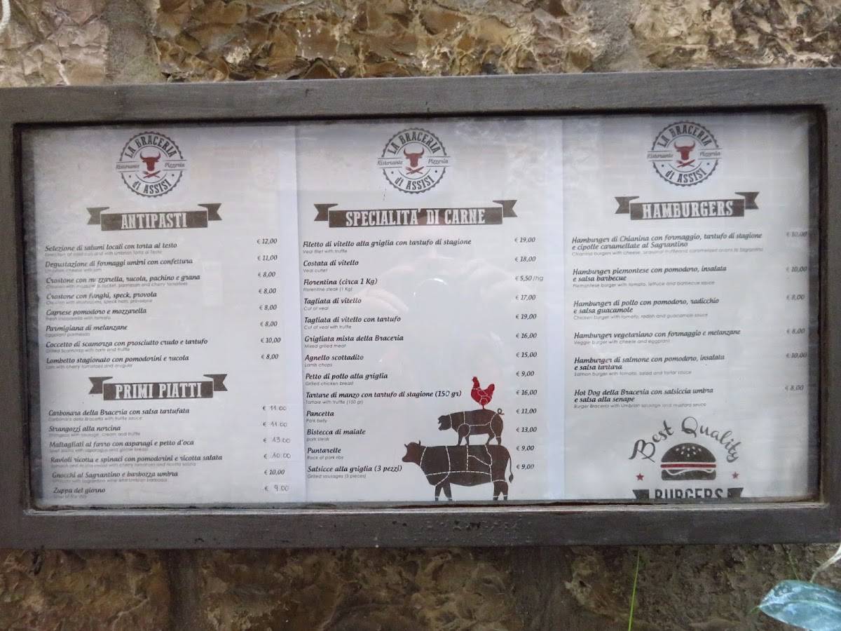 Speisekarte von La Braceria Di Assisi pizza, Assisi