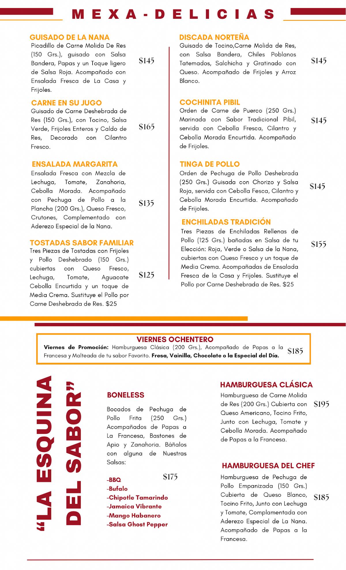 Menu at La Casa De La Nana Restaurant, Nogales