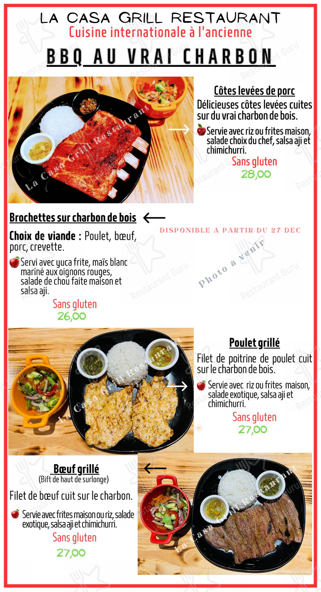 Menu au La Casa Grill Restaurant, Sainte-Cécile-de-Masham