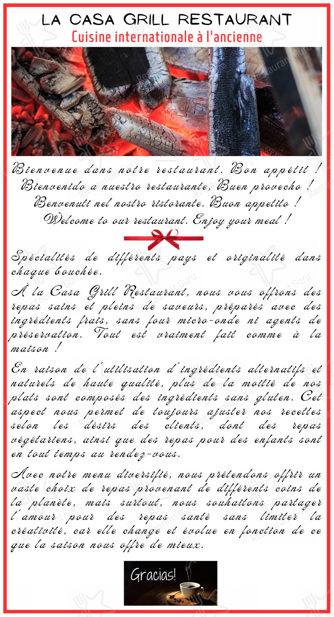 Menu au La Casa Grill Restaurant, Sainte-Cécile-de-Masham