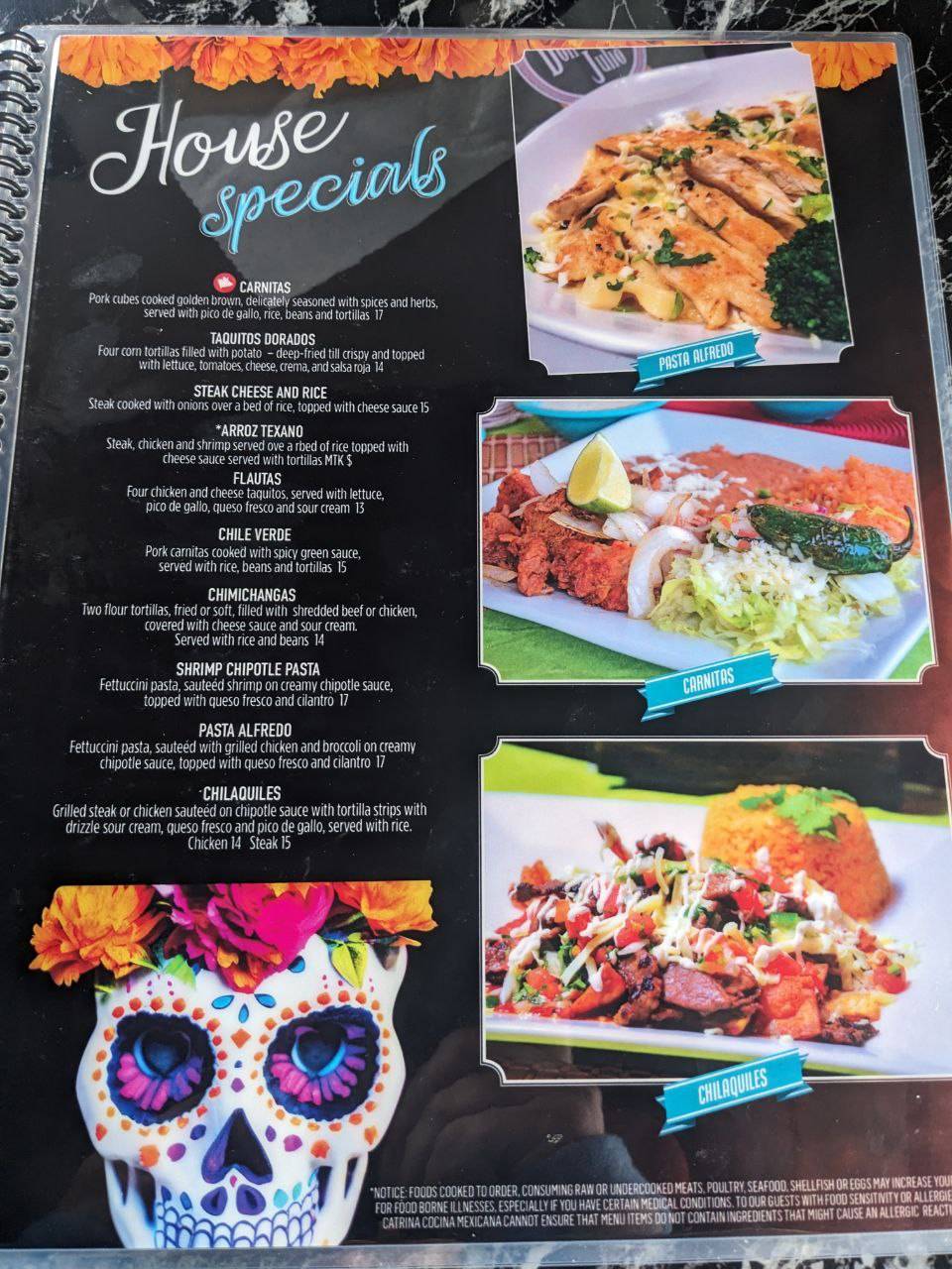 Menu at La Catrina Cocina Mexicana Houghton restaurant, Houghton