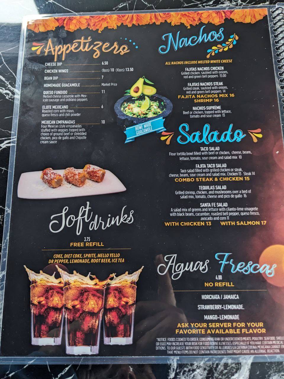 Menu at La Catrina Cocina Mexicana Houghton restaurant, Houghton