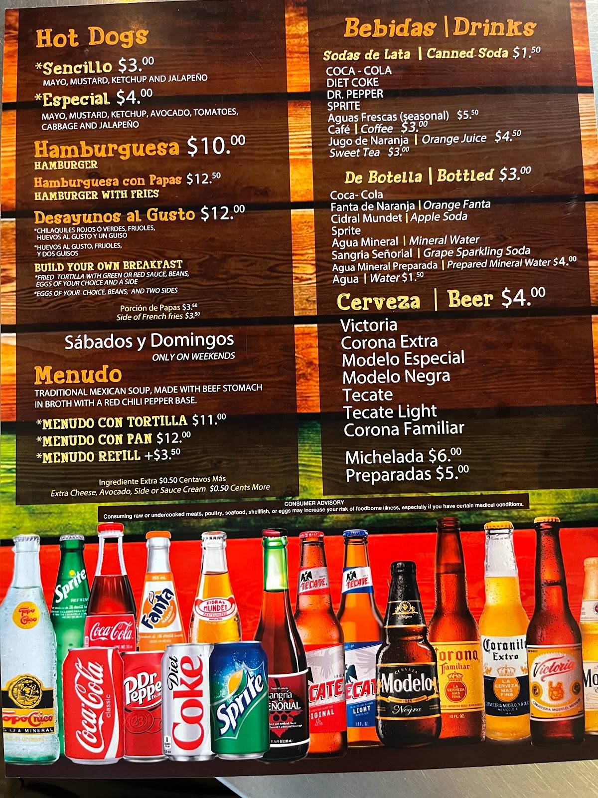 Menu at La Cocina de Doña Nena restaurant, Oklahoma City