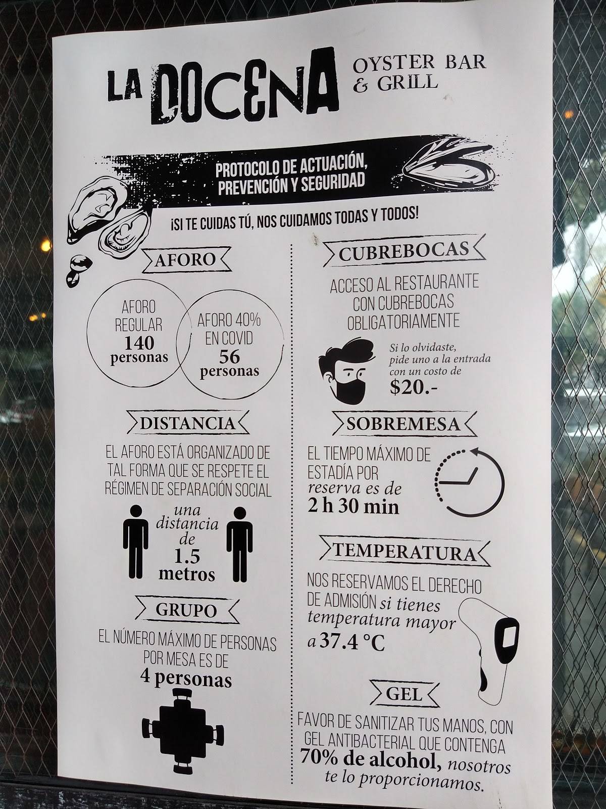 Menu at La Docena restaurant, Ciudad López Mateos, Av. Álvaro Obregón 31