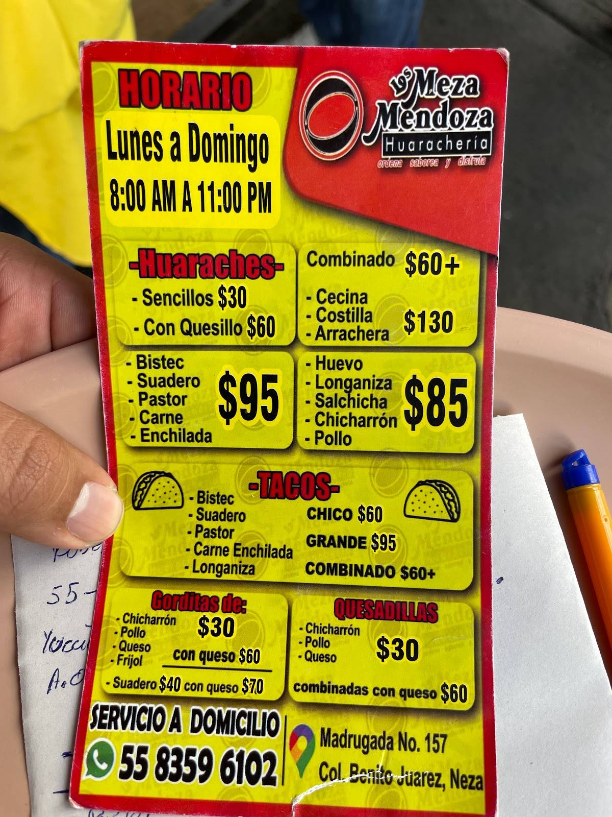 Menu at La Familia Meza Mendoza restaurant, Ciudad Nezahualcóyotl