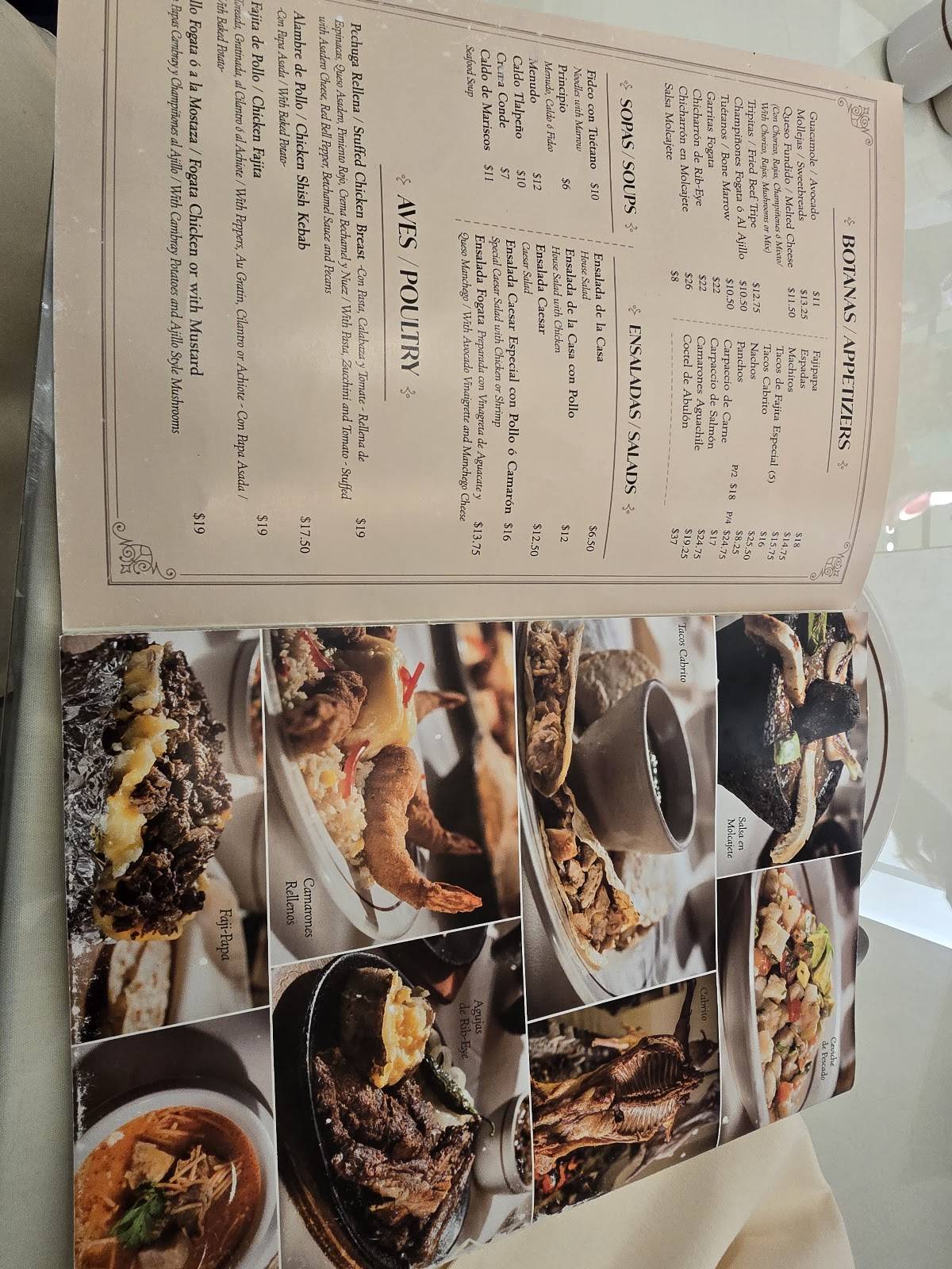 Menu at La Fogata restaurant, Mission, 300 N Shary Rd