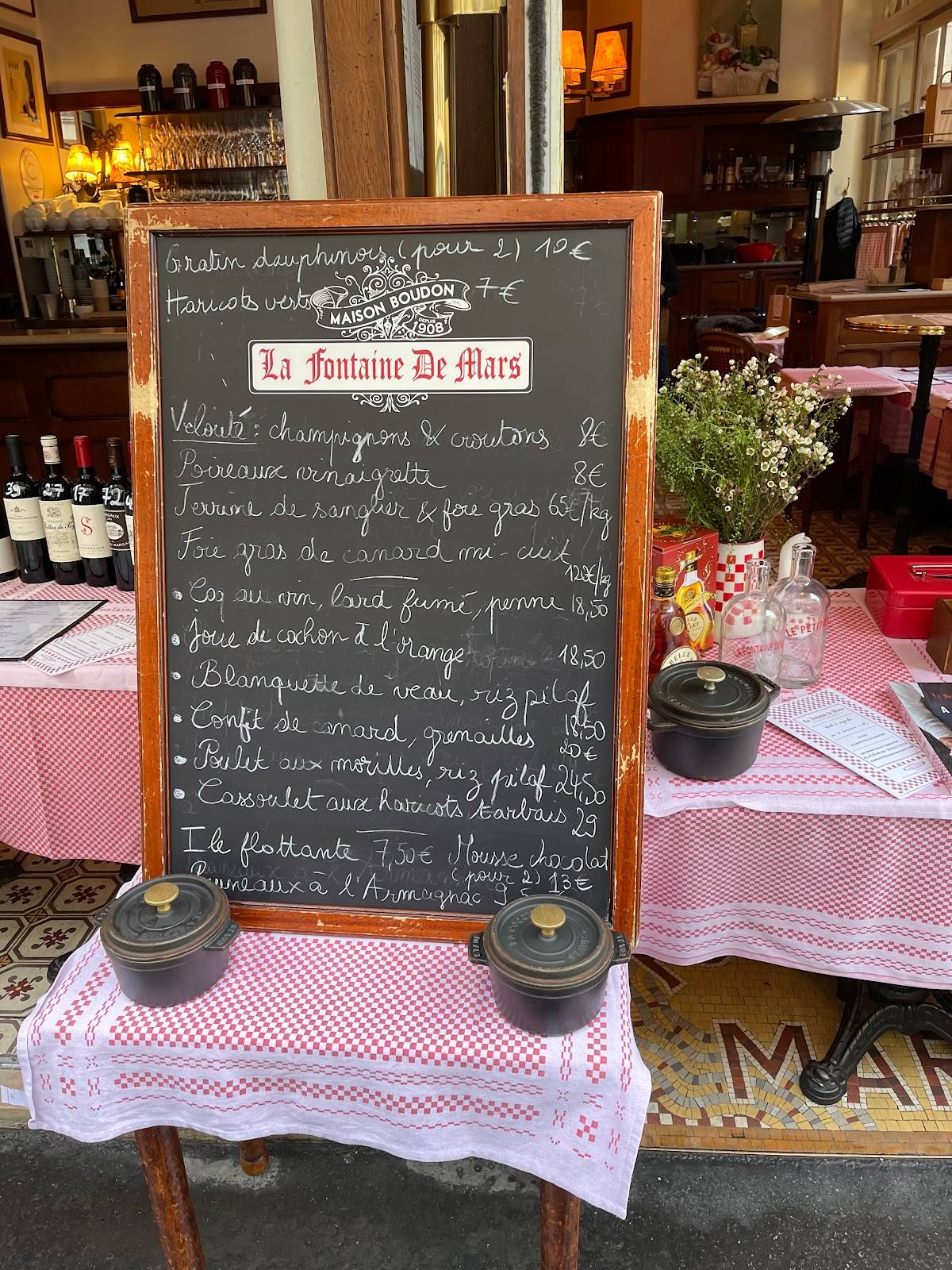 Menu au La Fontaine de Mars restaurant, Paris