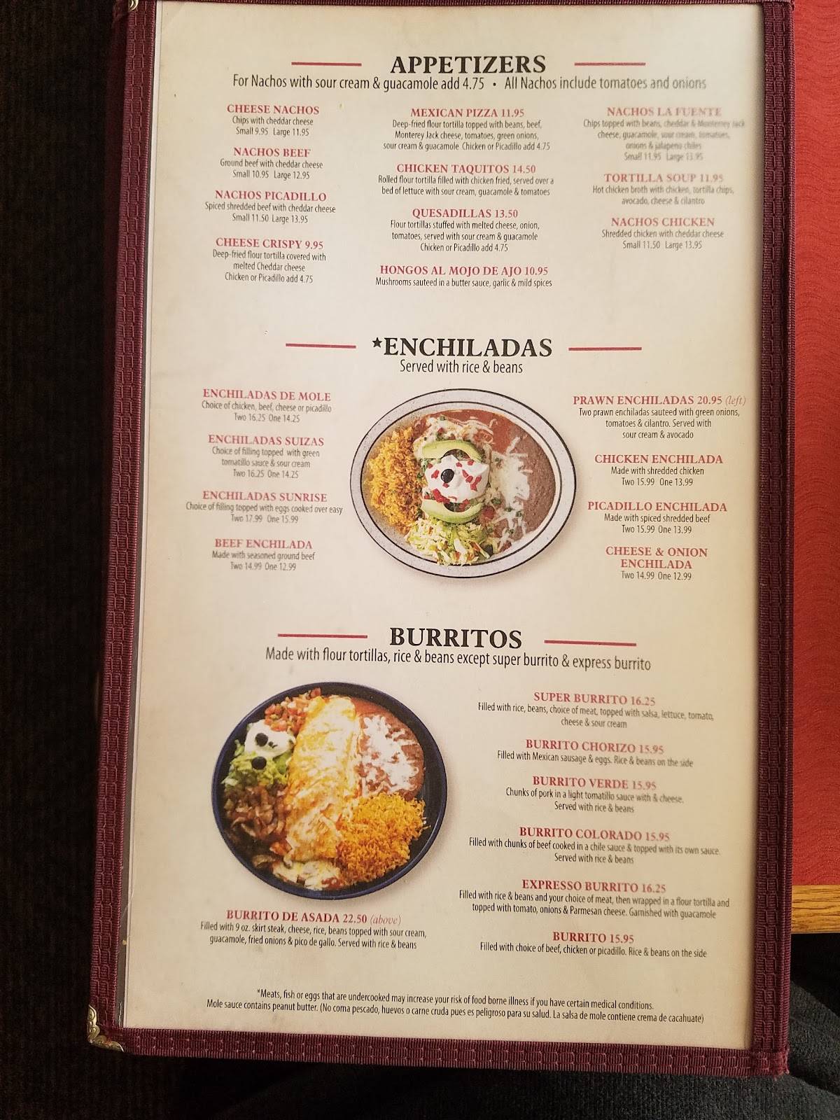 Menu at La Fuente restaurant, Renton, Sunset Blvd NE