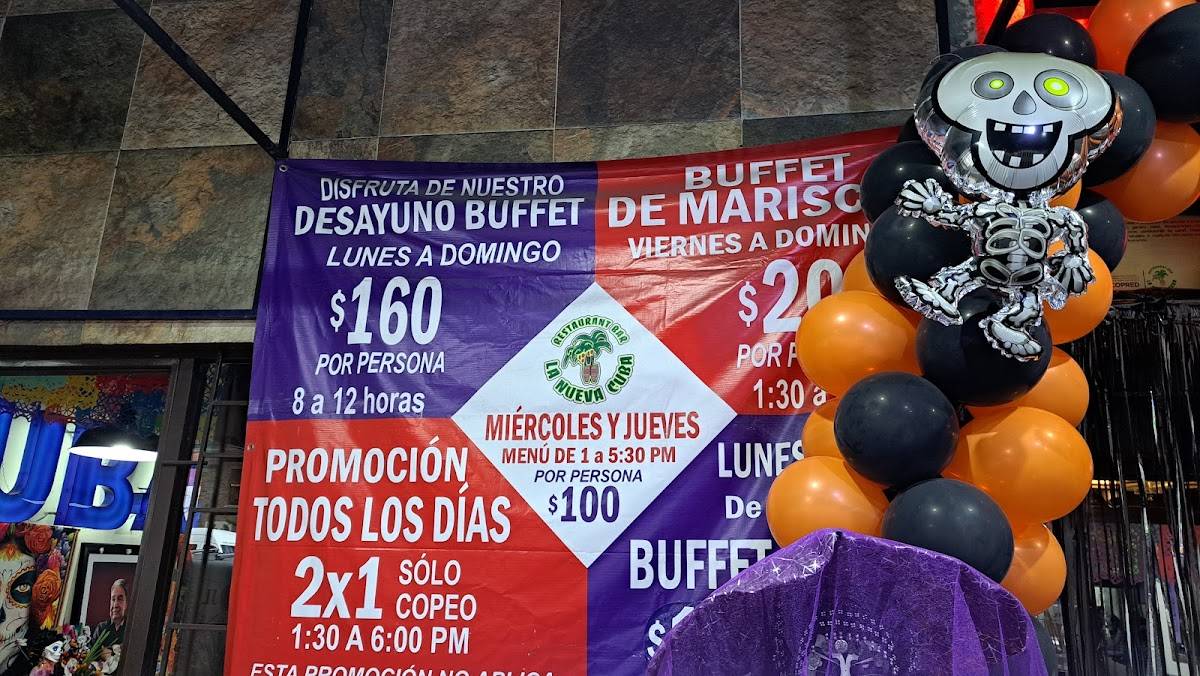 Carta del restaurante La Nueva Cuba Tiber, Ciudad del México, C. Río ...