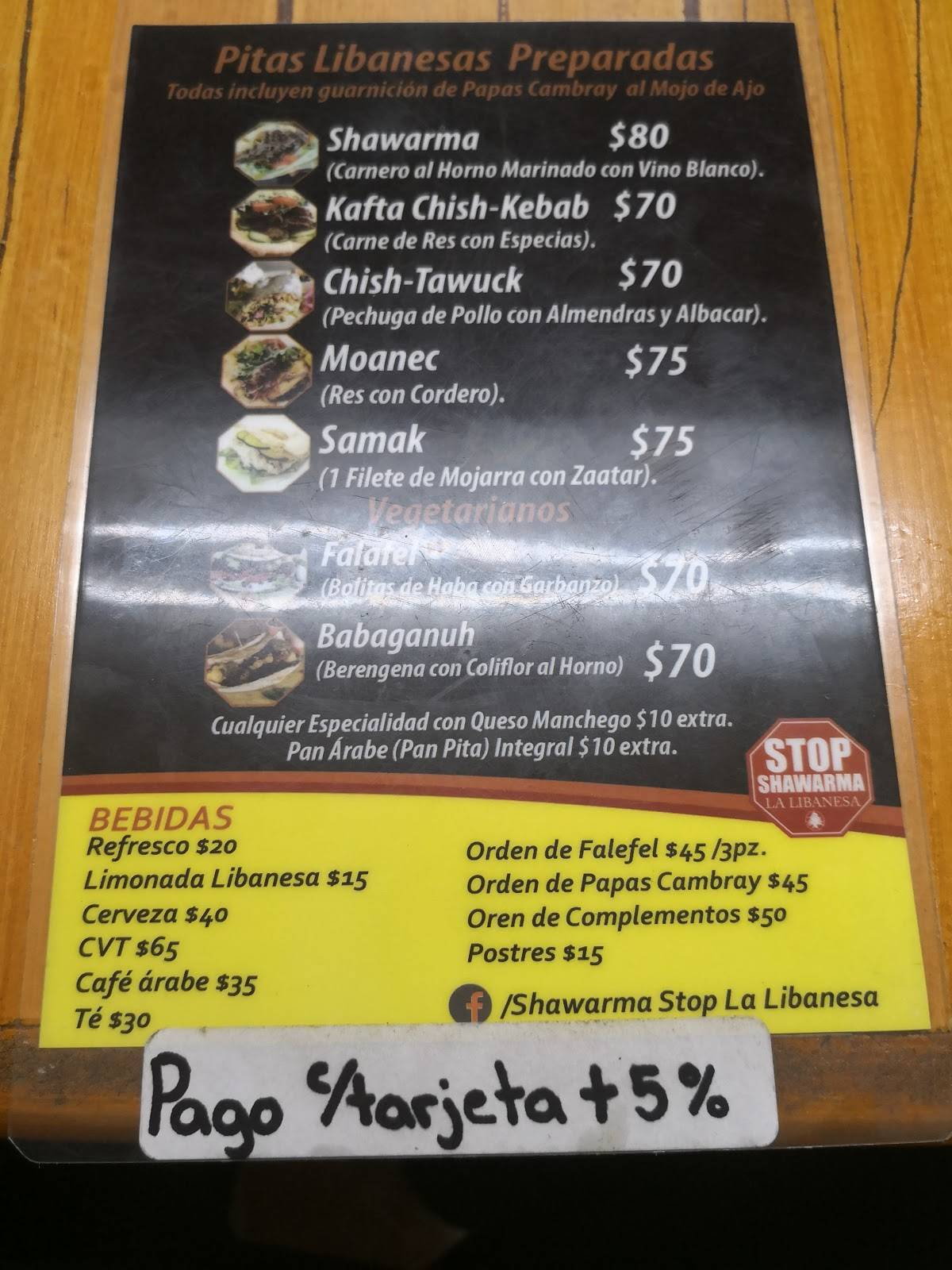 Carta del restaurante La Nueva Libanesa, Ciudad del México, C. Dr. José ...