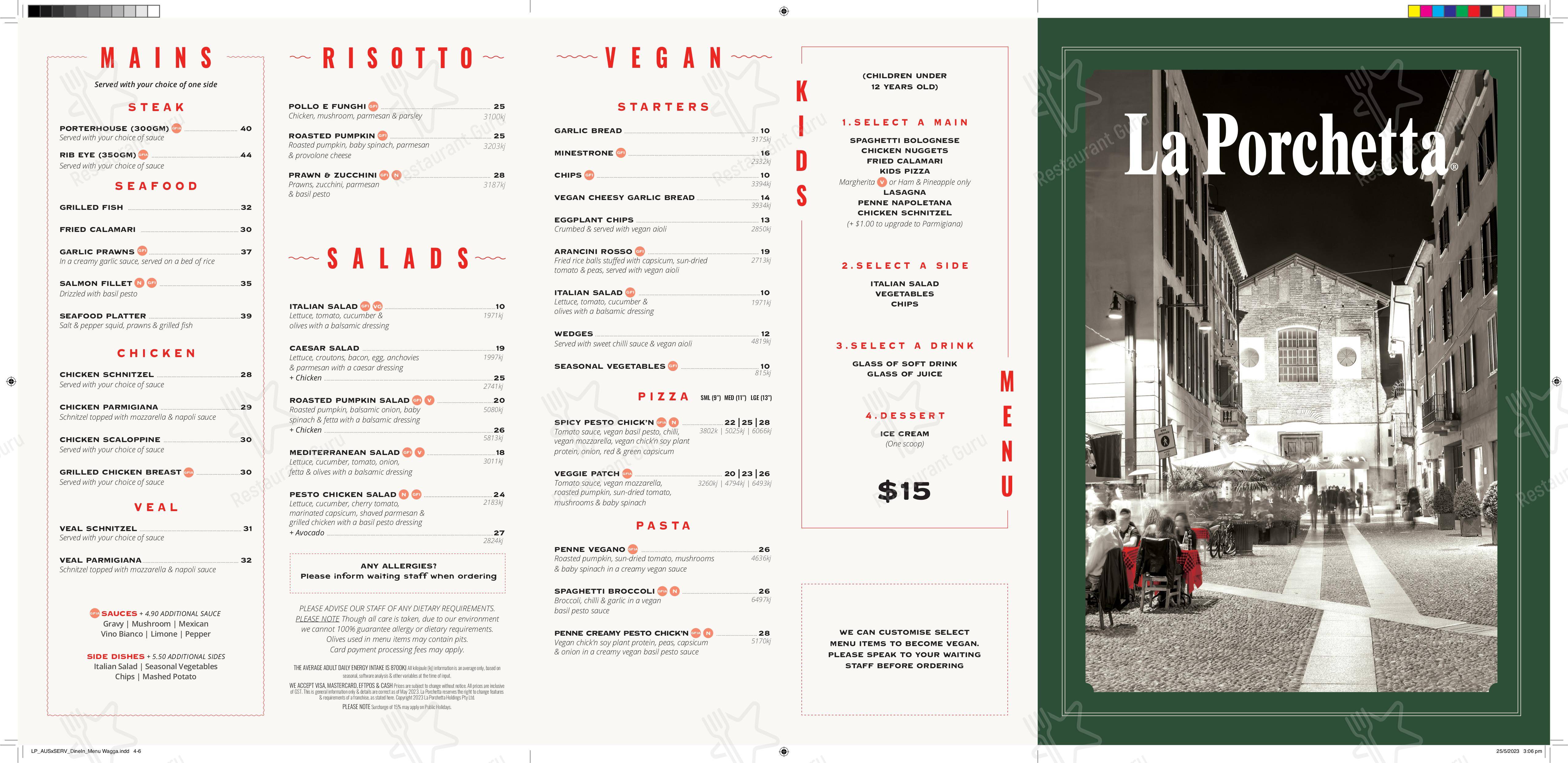 Menu at La Porchetta Restaurant Henderson, Auckland, 199A Lincoln Rd