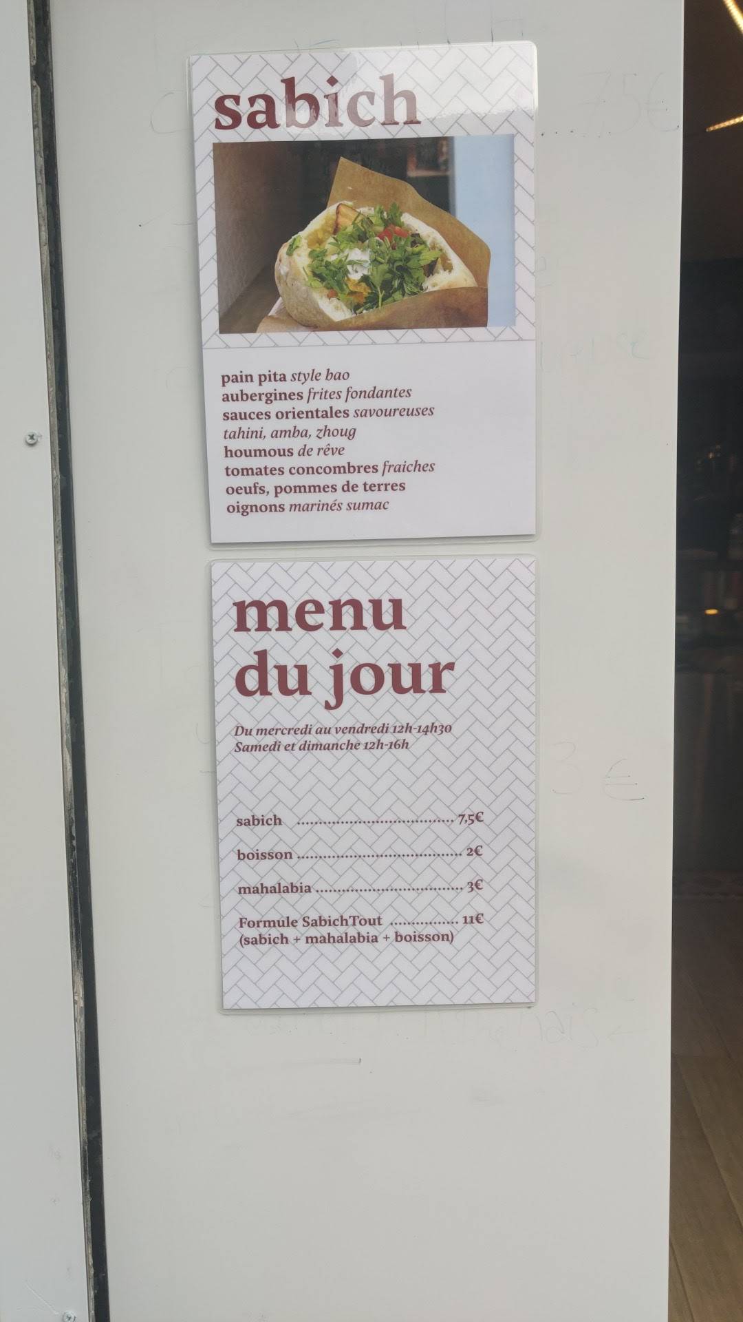 Carta del restaurante La Sabicherie - Pita Sabich, Paris