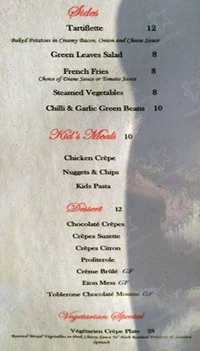 Menu at La saveur French Restaurant, Balmain