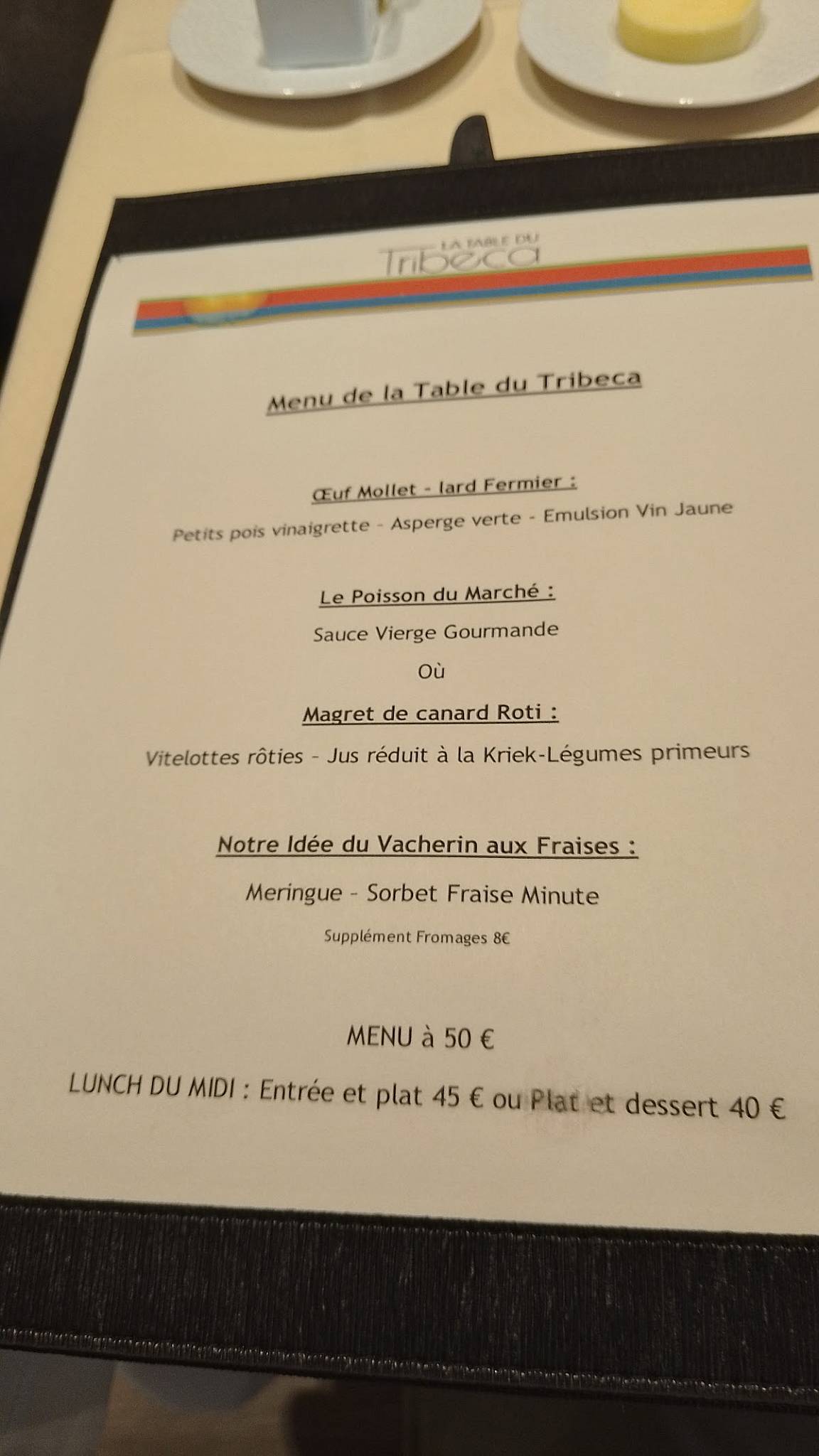 Menu au La Table du Tribeca, Gerpinnes