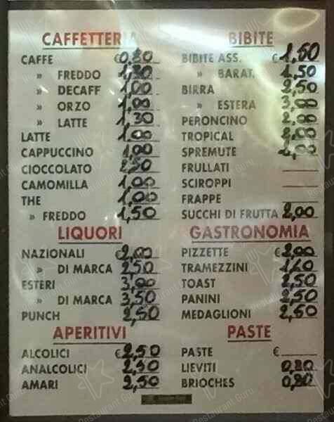 Menu at La Tavola Allegra Bar Tavola Calda, Rome
