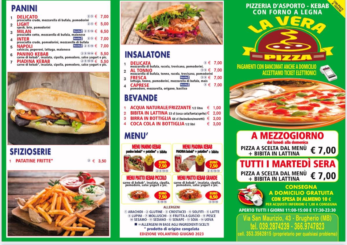 Menu da La Vera Pizza ristorante, Brugherio, Via S. Maurizio Al Lambro