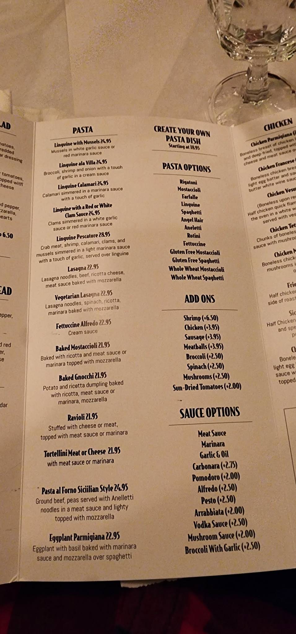 Menu at La Villa Restaurant Lounge and Banquets, Chicago, N Pulaski Rd