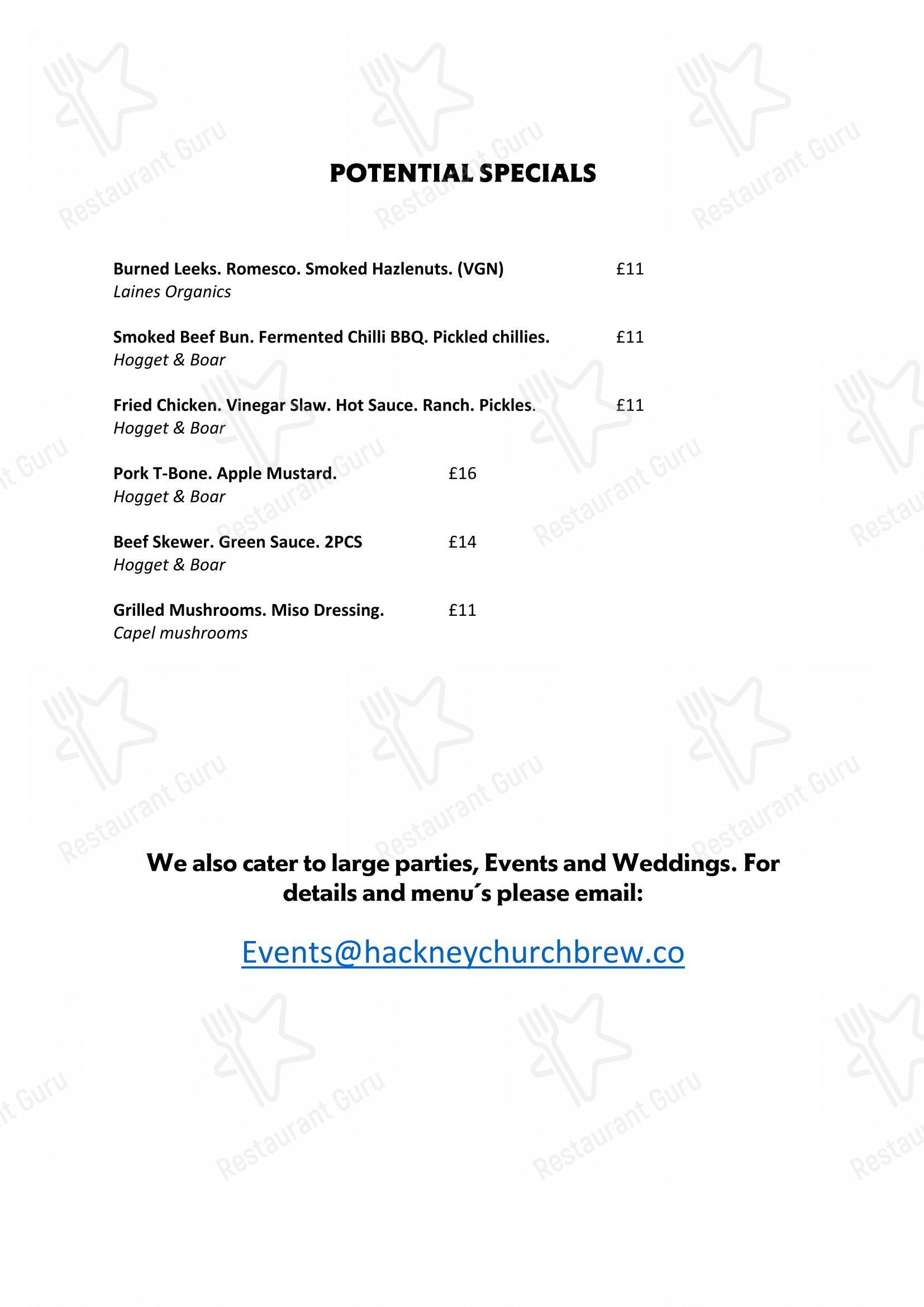 Menu at Lagom restaurant, London
