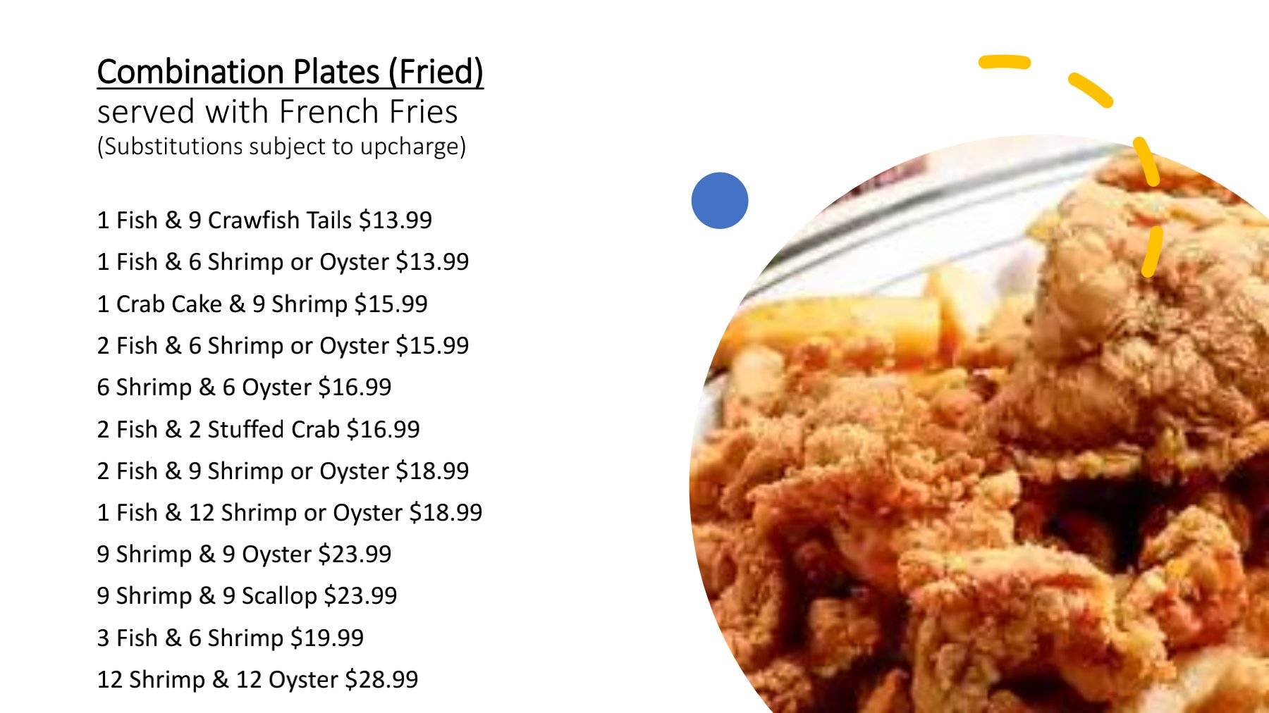 Menu at Lake Jackson Seafood restaurant, Lake Jackson, 466 Plantation Dr