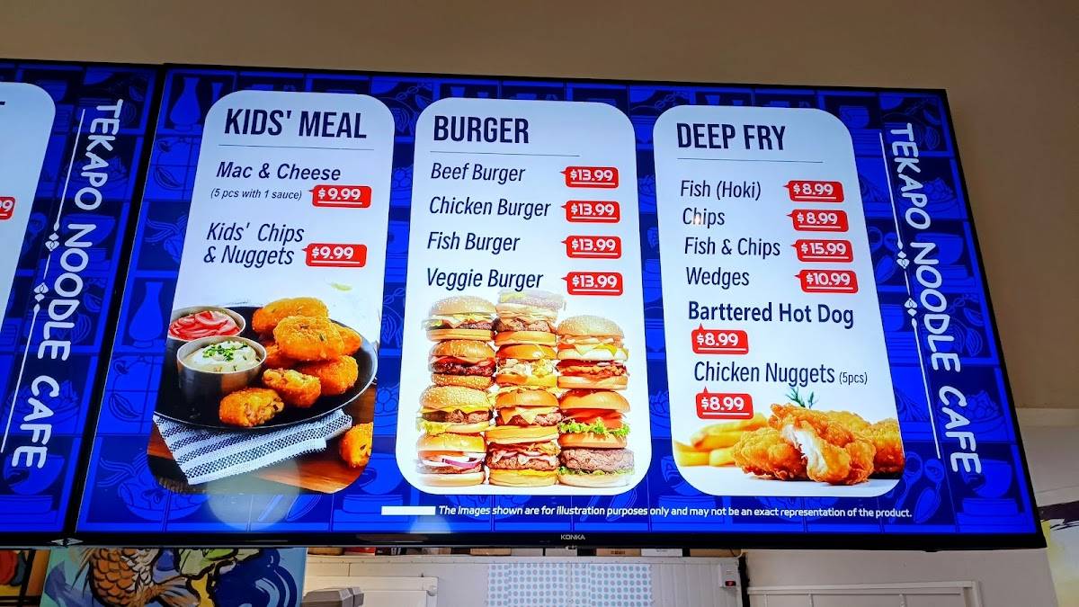 Menu at Doughboys Noodle Cafe, Lake Tekapo