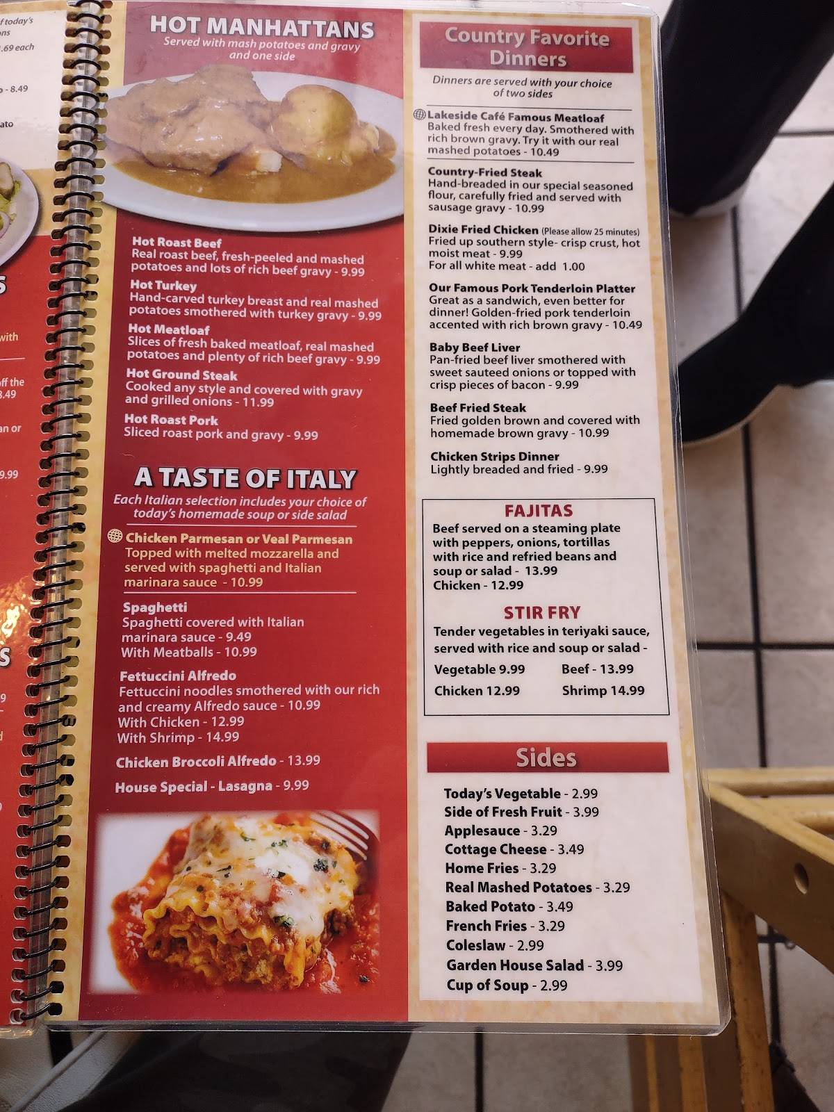 Menu at Lakeside Cafe, Fort Wayne, N Coliseum Blvd