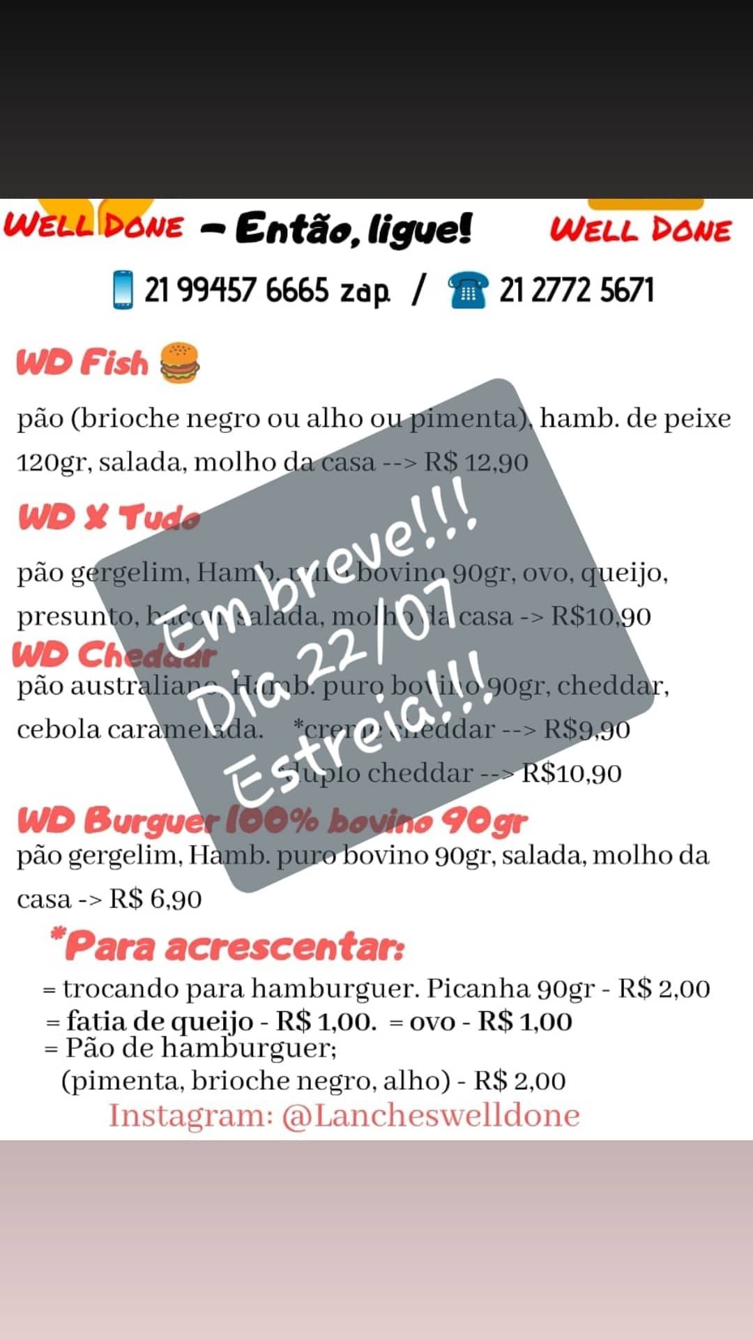 Menu em Lanches Well Done restaurante, Duque de Caxias