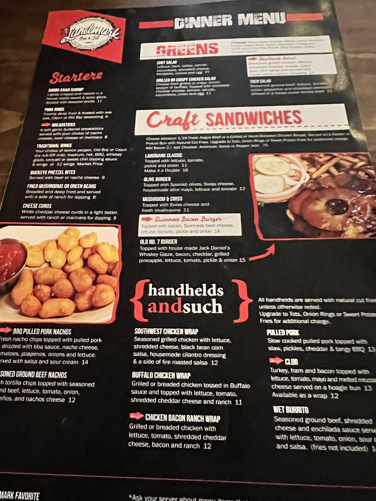 Menu at Landmark Bar & Grill, New Paris