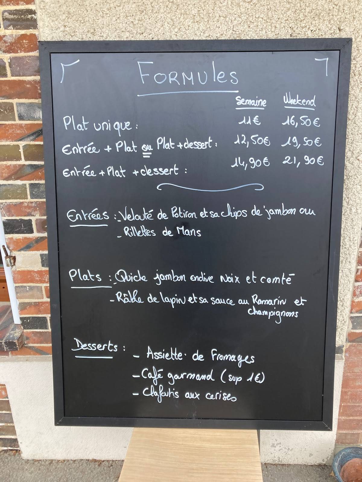 Menu au L'arbre de la Liberte restaurant, Mévoisins
