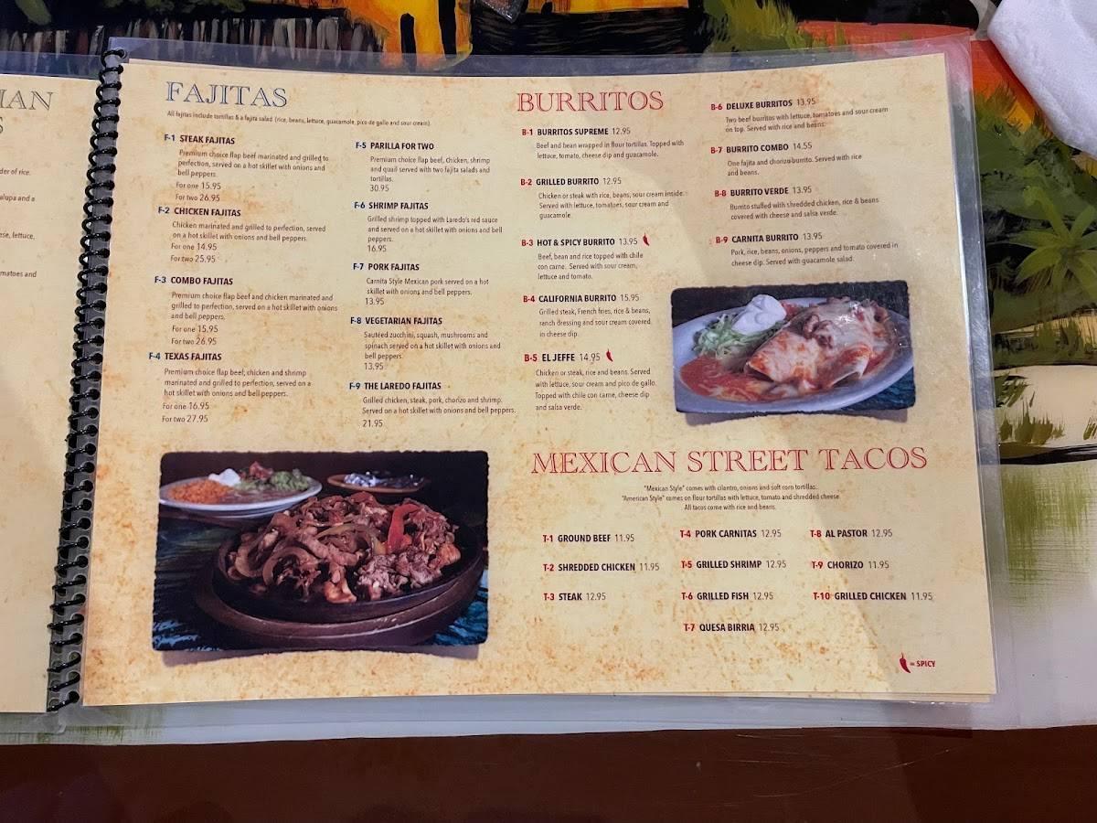Menu at Laredo Mexican Restaurant, Keystone Heights, State Rte 100