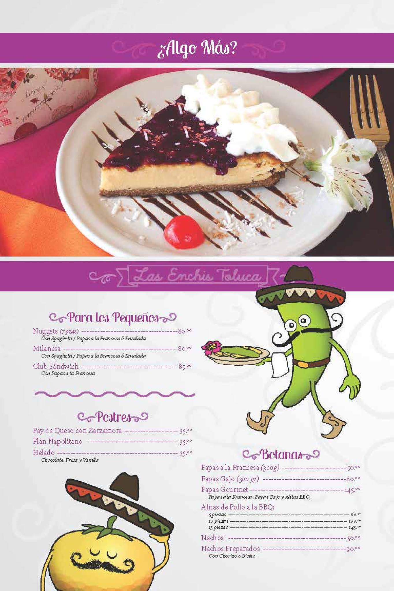 Carta de Alcatráz Restaurante, Atlacomulco
