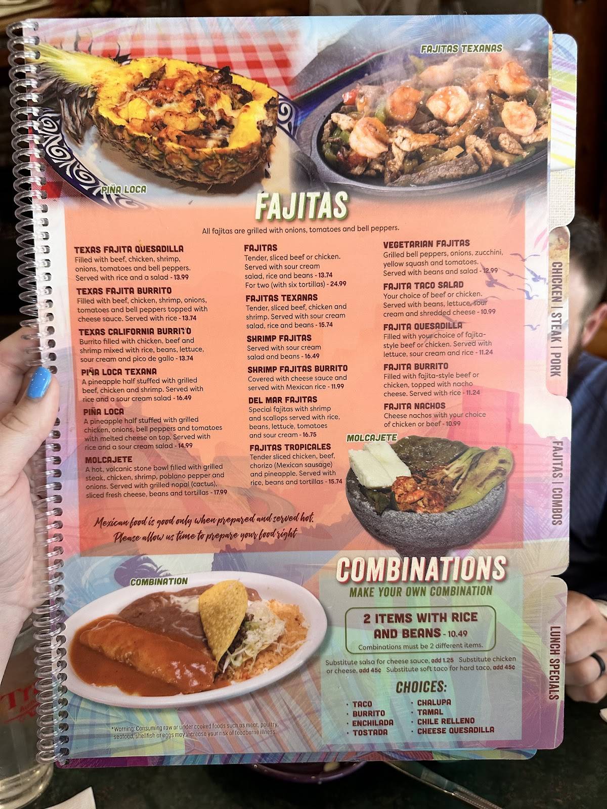 Menu at Las Trancas Mexican Restaurant, Charleston