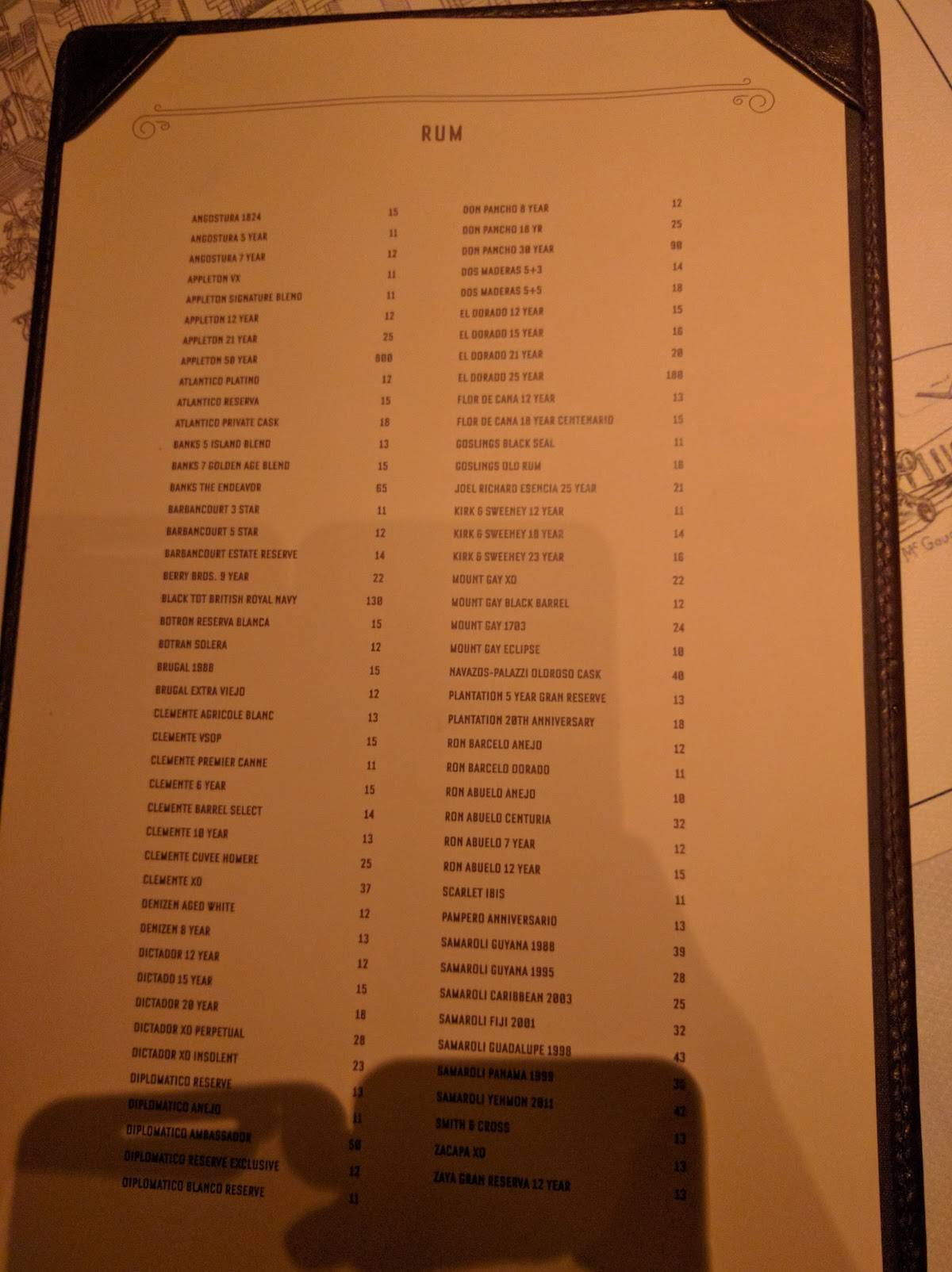 Menu at Carbone restaurant, Las Vegas, 3730 Las Vegas Fwy