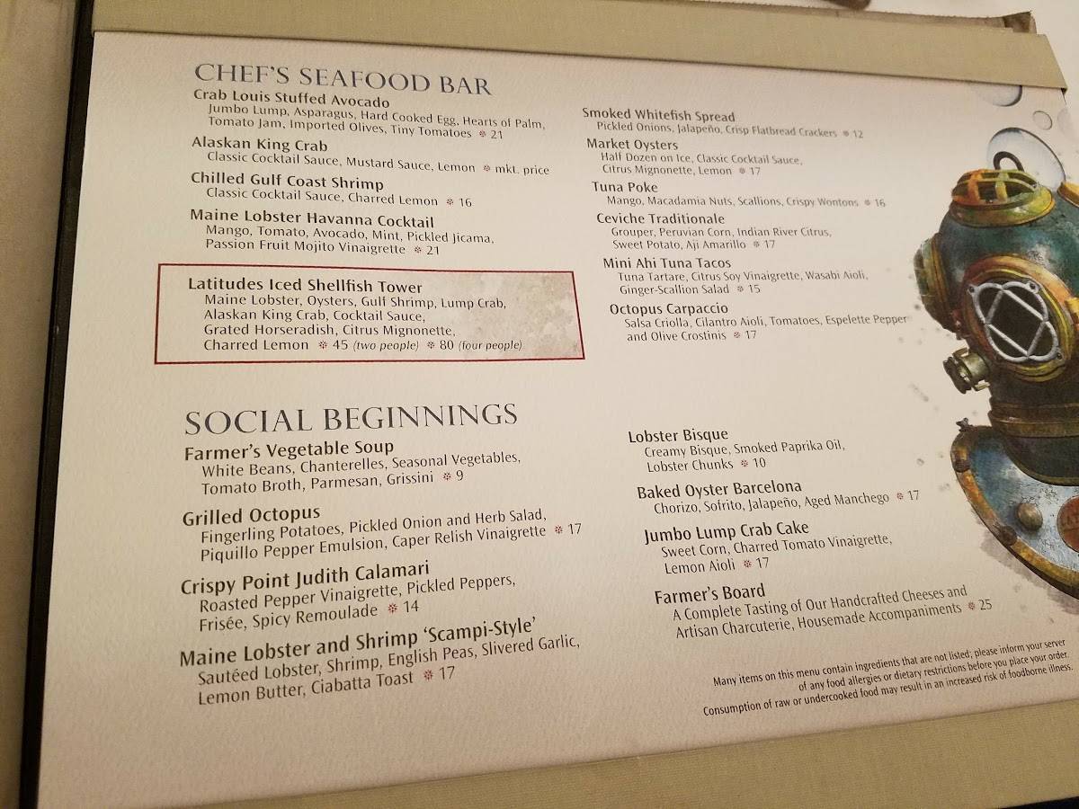 Menu at Latitudes Restaurant, Highland Beach, S Ocean Blvd
