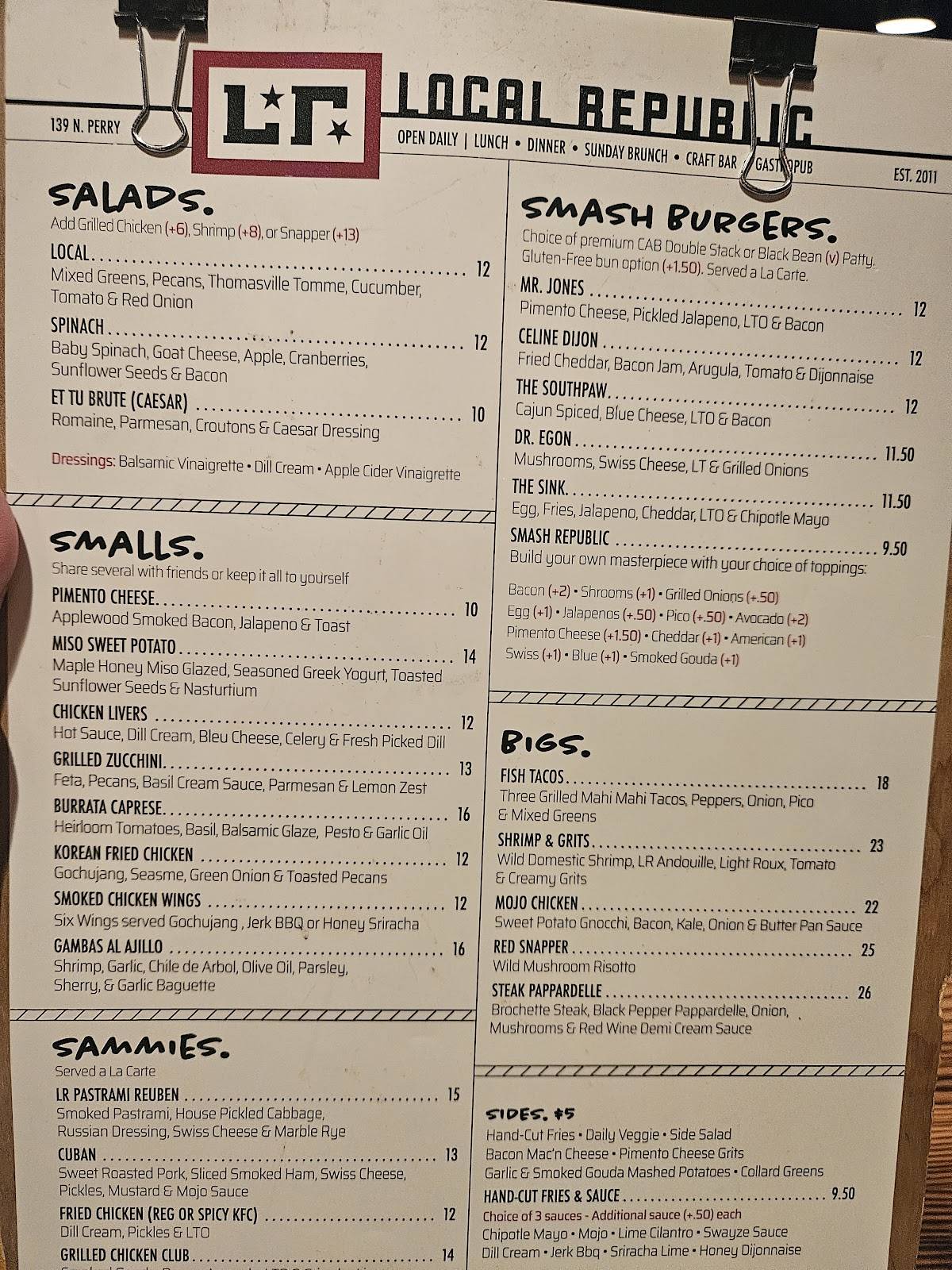 Menu at Local Republic, Lawrenceville