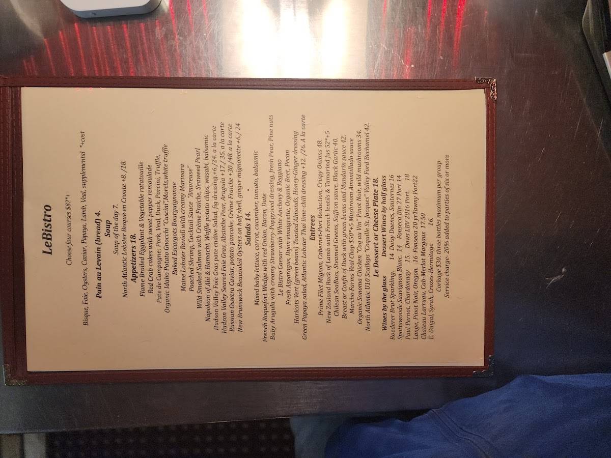 Menu at Le Bistro restaurant, Incline Village, 120 Country Club Dr Ste 29