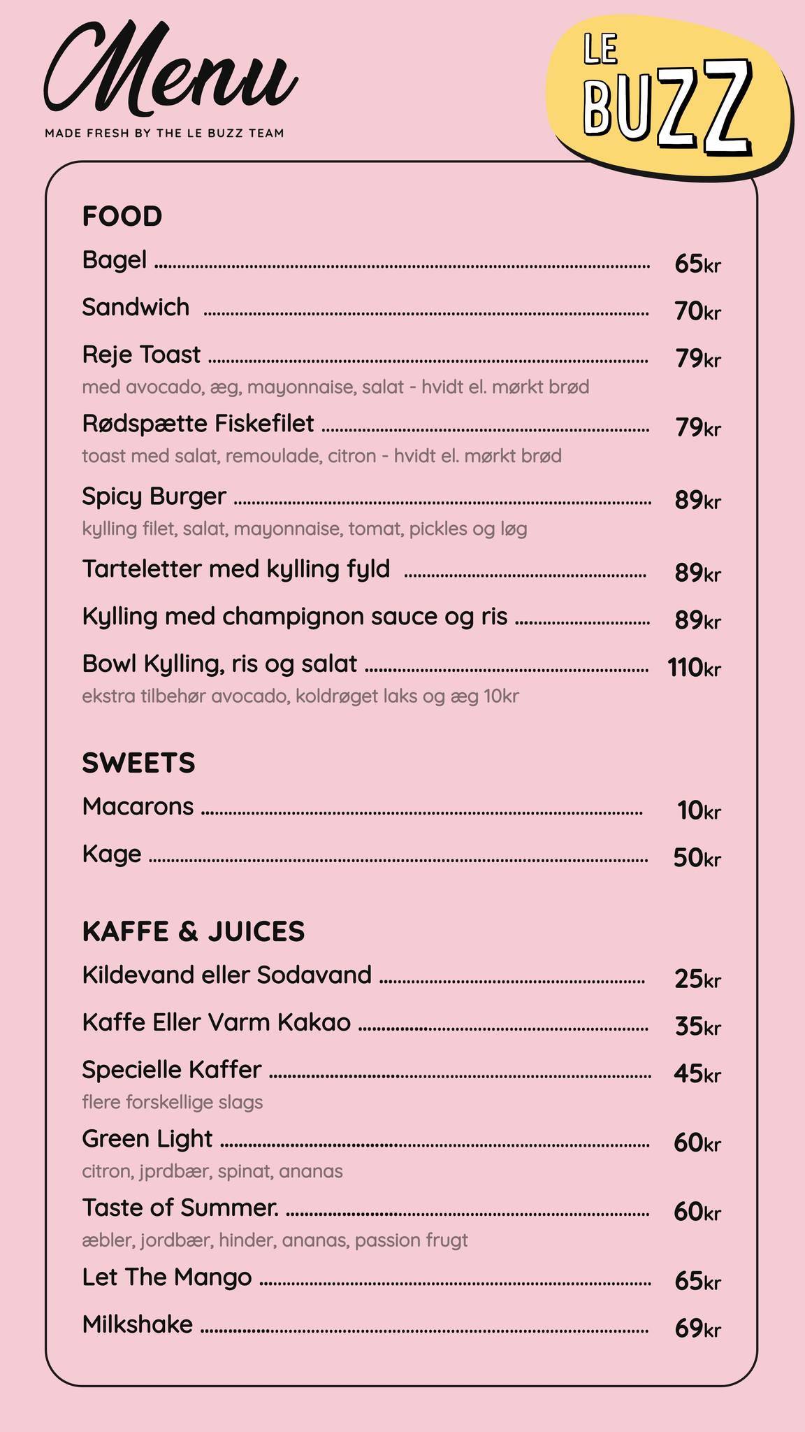 Speisekarte von Le Buzz restaurant, Odense