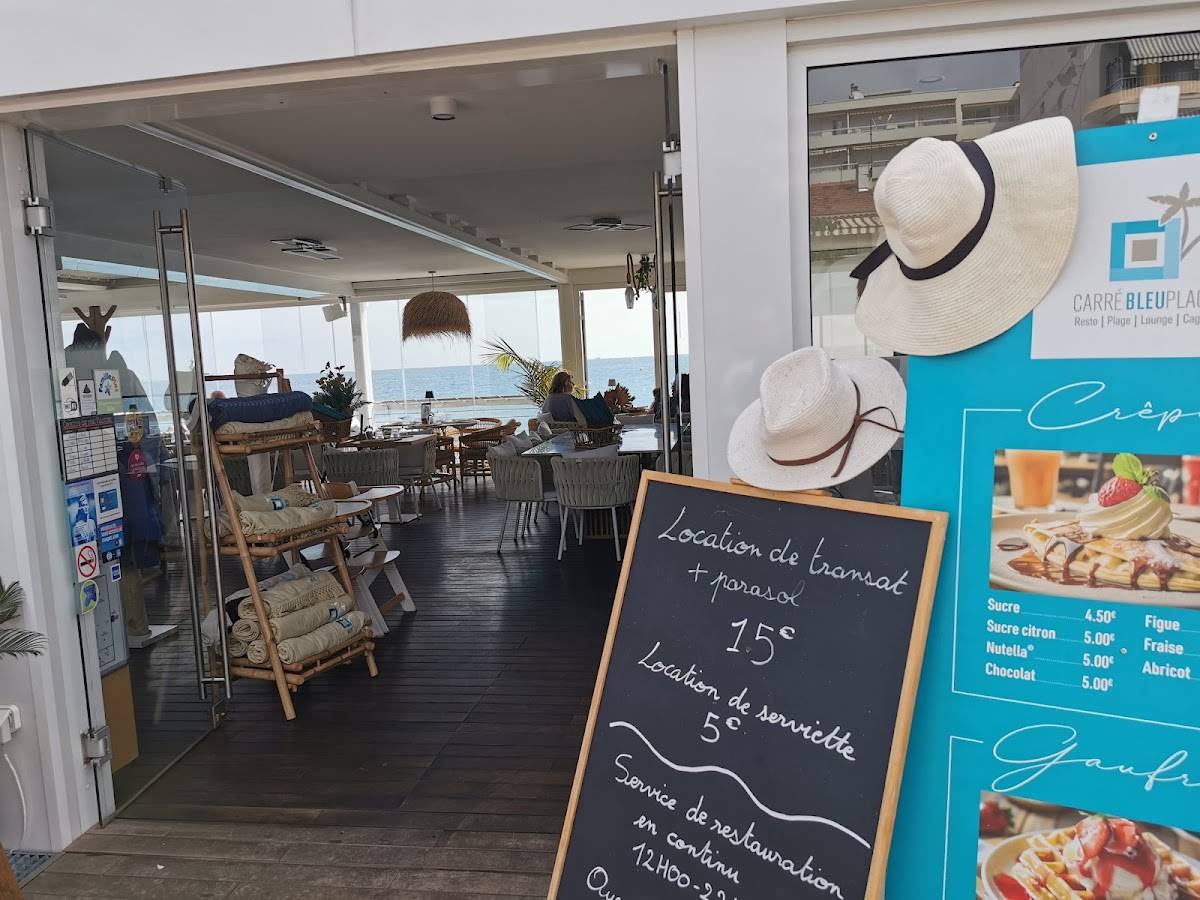 Menu au Plage Carré Bleu restaurant, Cagnes-sur-Mer