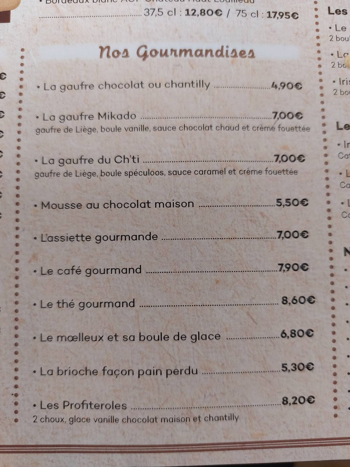 Menu au Le Carrefour Gourmand restaurant, Jeumont
