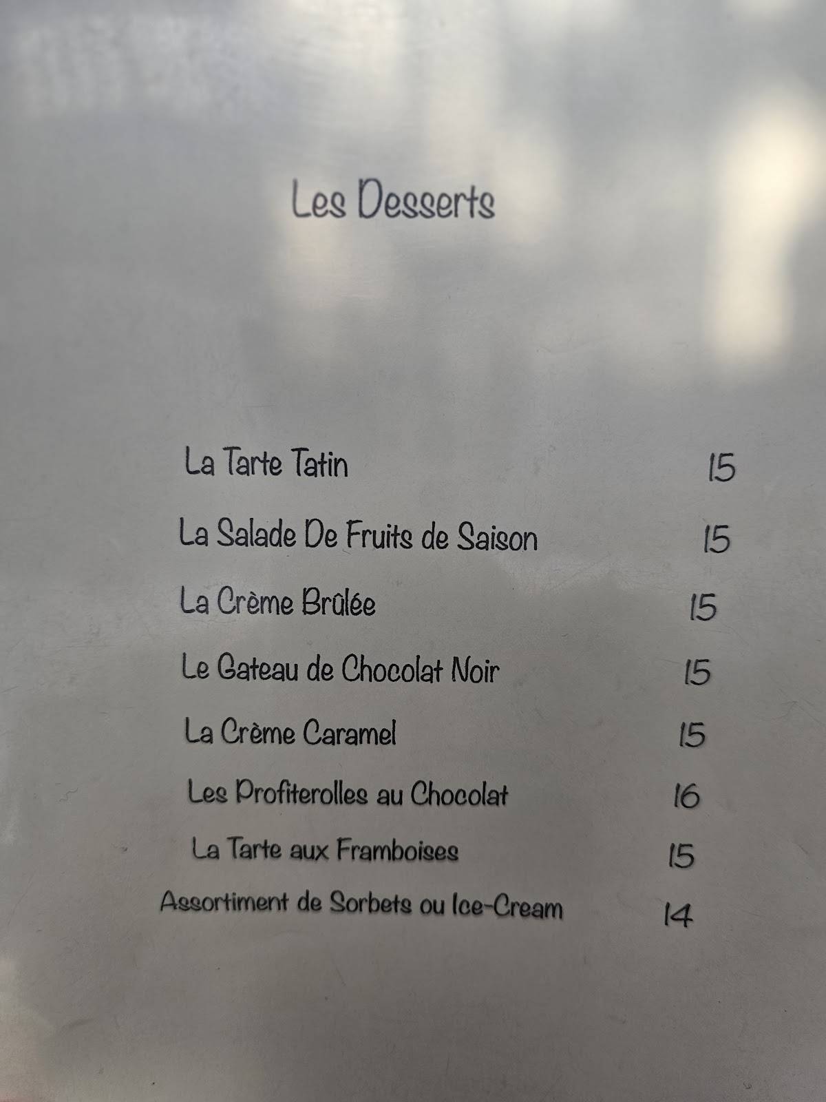 Carta del restaurante Le Charlot, Nueva York, 19 E 69th St