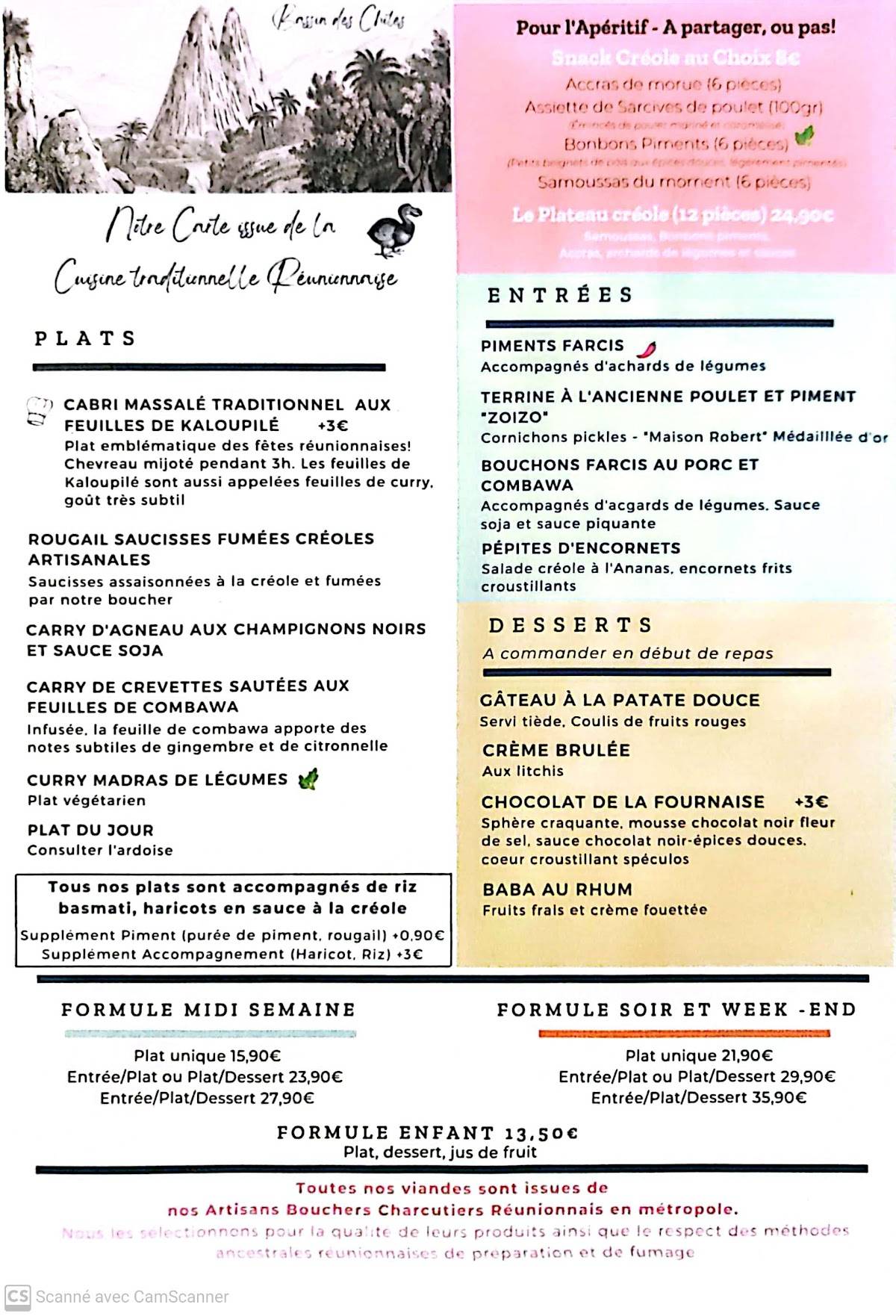 Menu au Le Dodo Blanc Restaurant, Les Angles