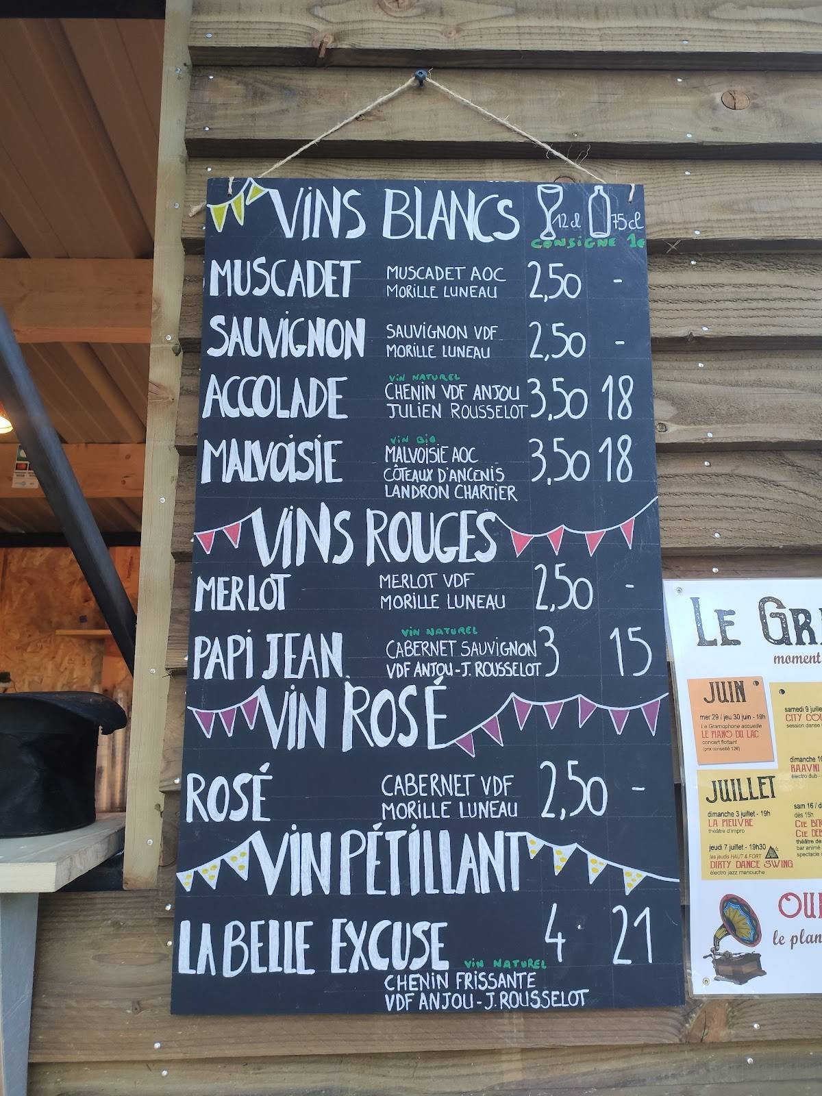 Menu au Le Gramophone pub et bar, Oudon