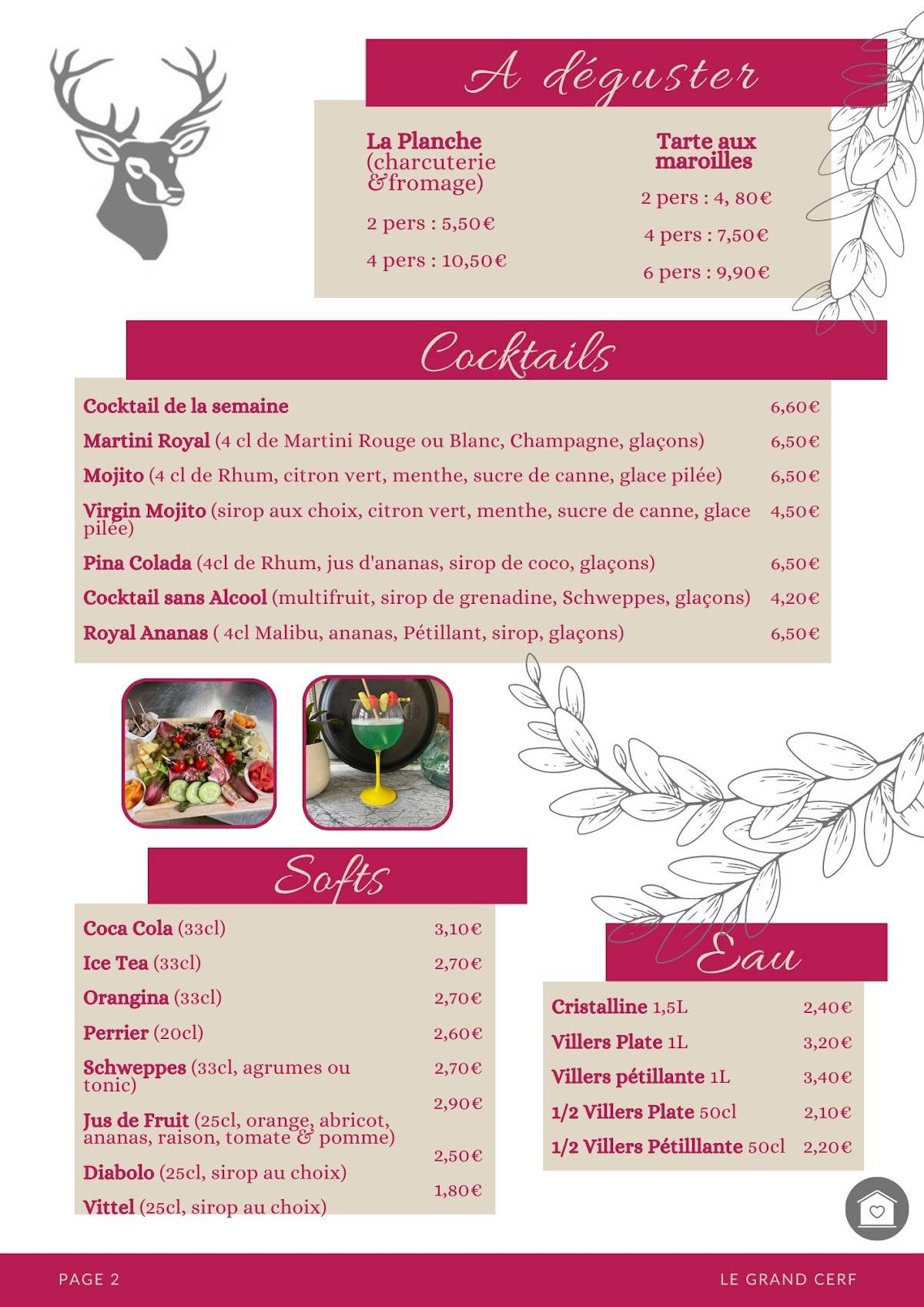 Menu au Le Grand Cerf restaurant, La Capelle