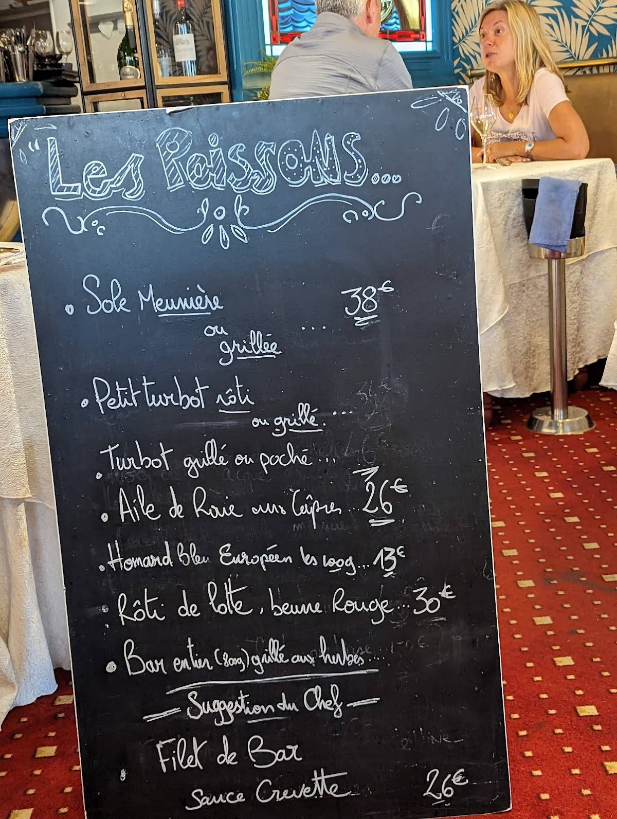 Menu au Le Homard Bleu restaurant, Le Tréport