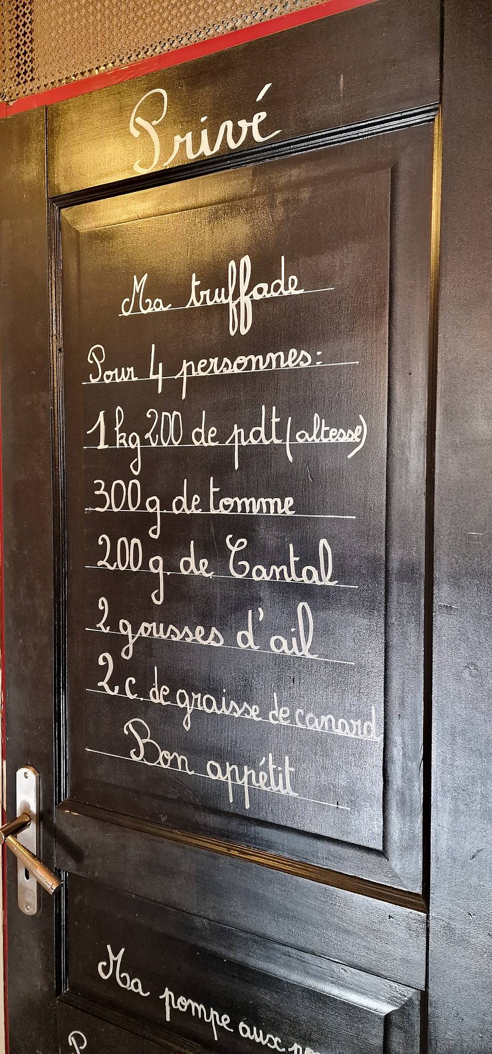 Menu au L'Estavou restaurant, Le Mont-Dore