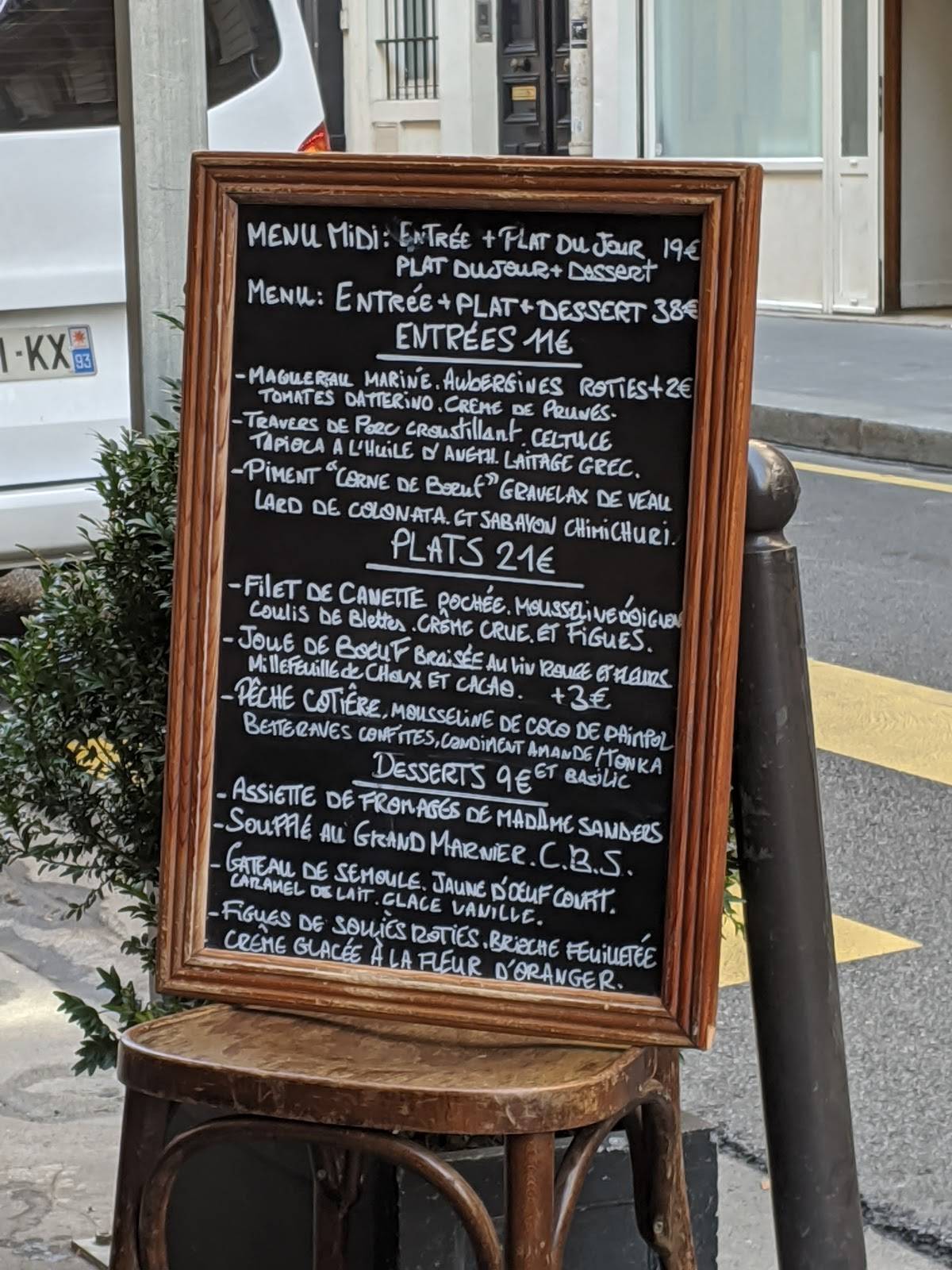 Menu at Le Pantruche restaurant, Paris, 3 Rue Victor Massé