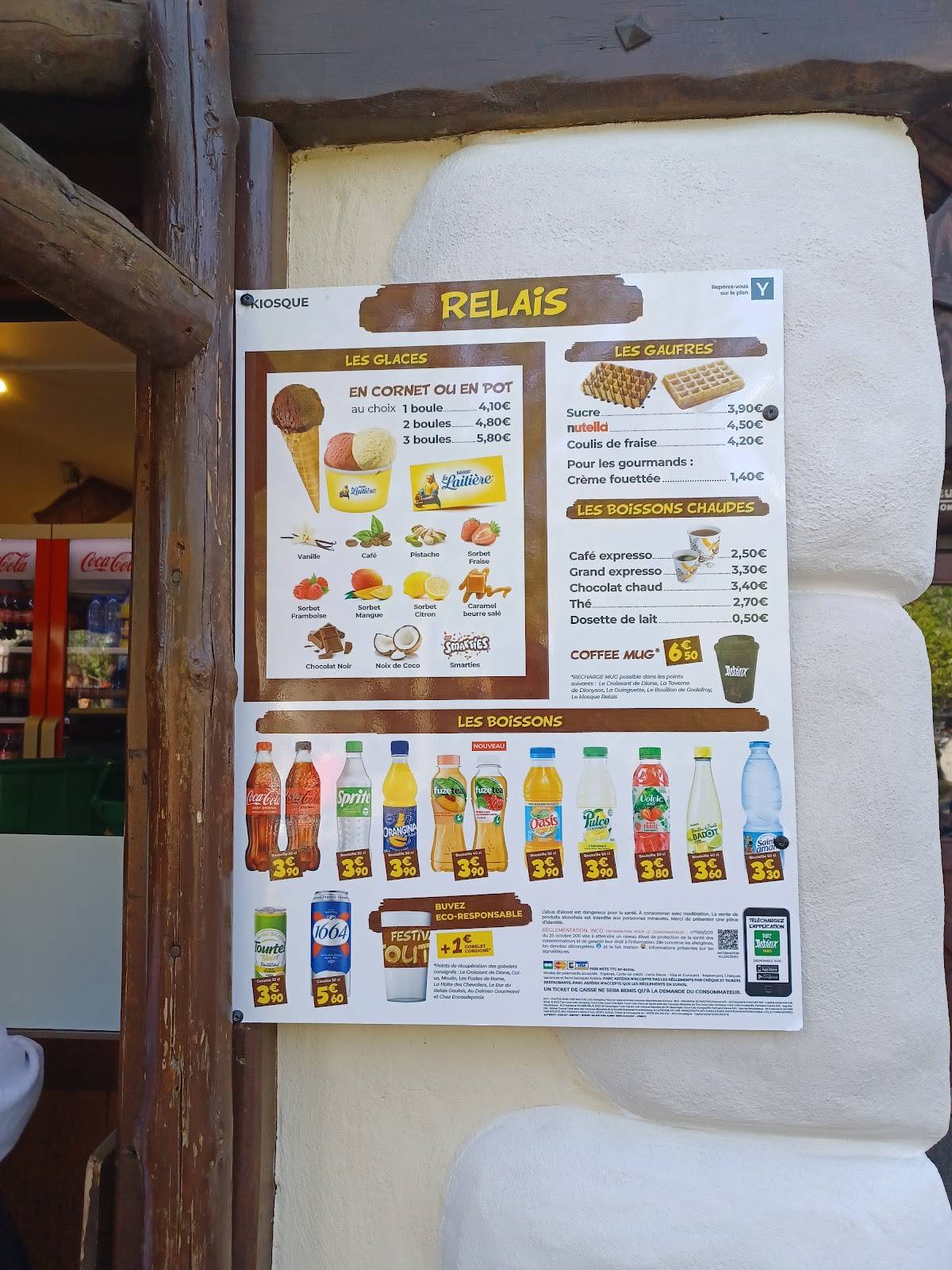 Menu au Le Relais Gaulois restaurant, Plailly, Parc Astérix